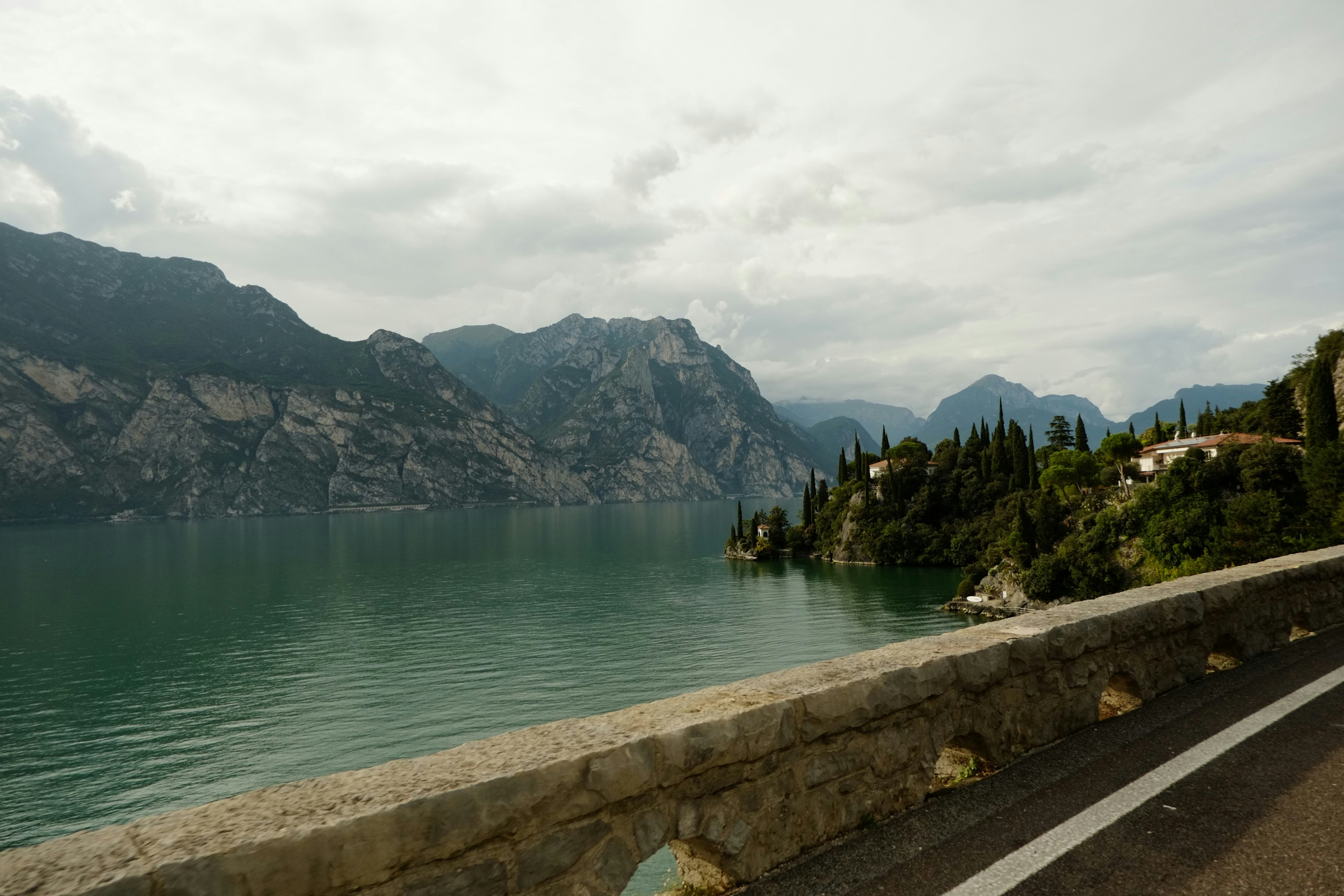 Emerald Lake Roadside: A Stone Barrier Framing Distant Alpine Peaks