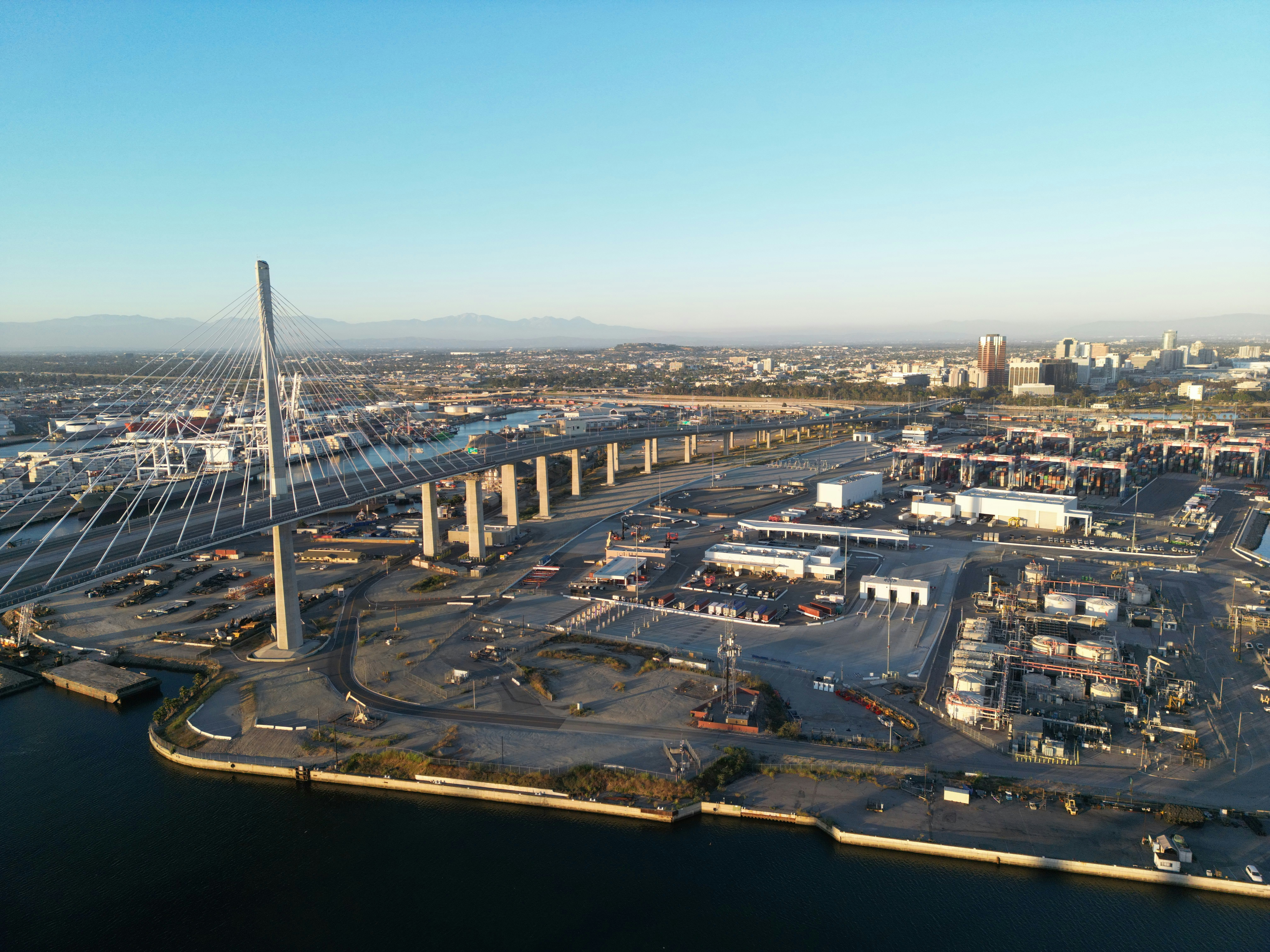 Harbor Horizon: A Cable-Stayed Bridge Framing the Coastal City