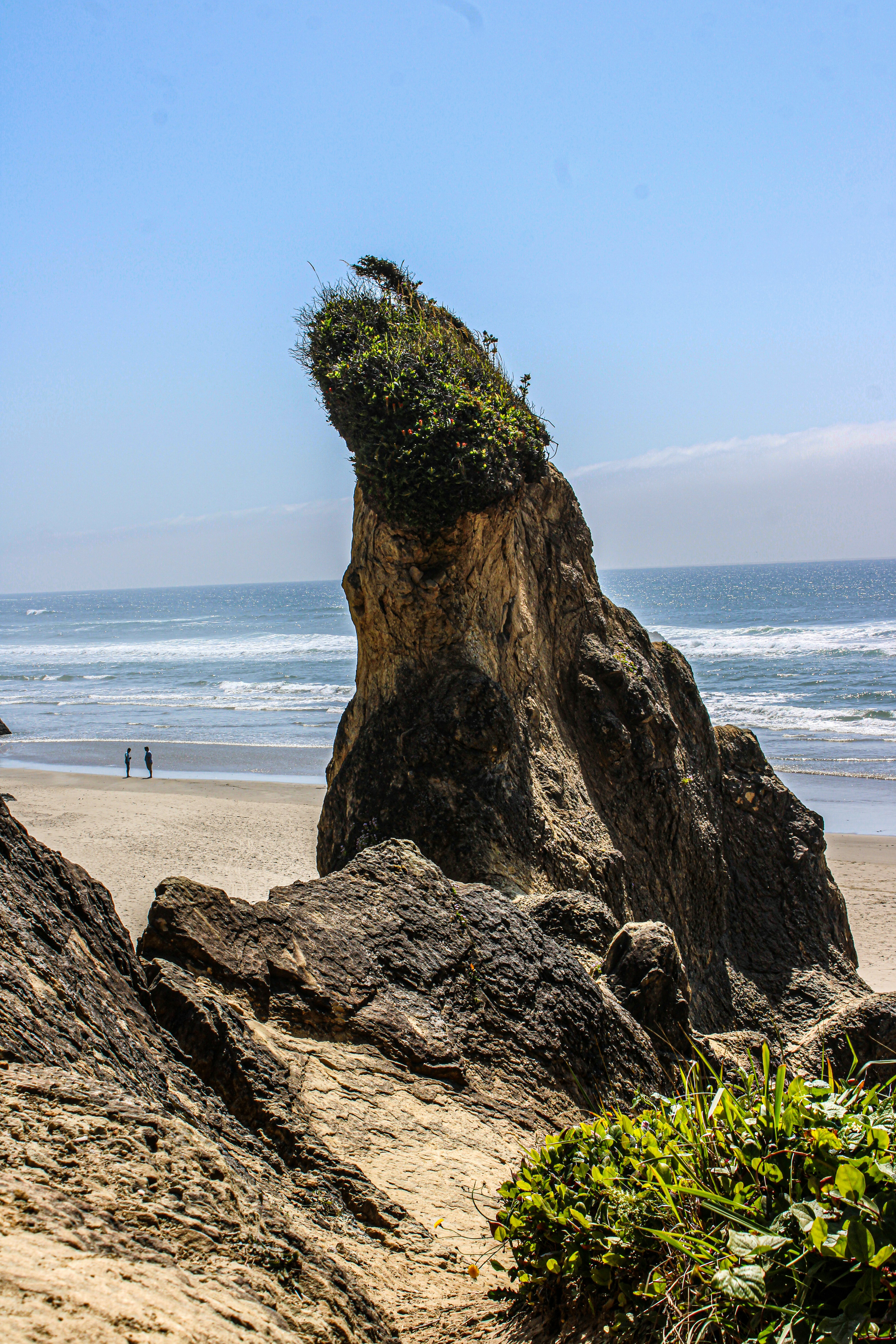 Sea-stone Sentinel: A Windswept Coastal Pinnacle Rising from the Beach