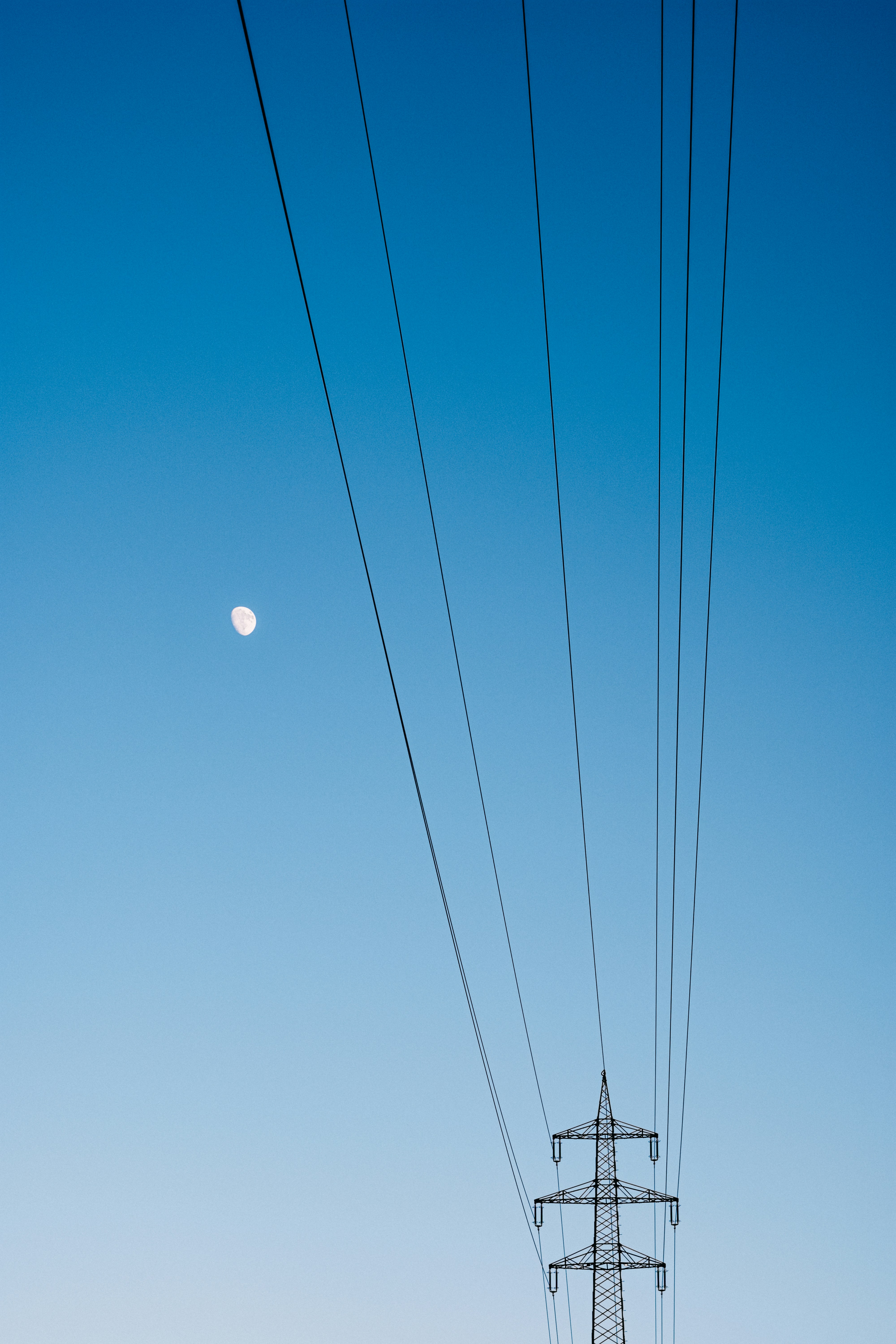 A full moon is seen in the sky above power lines photo – Free Power ...