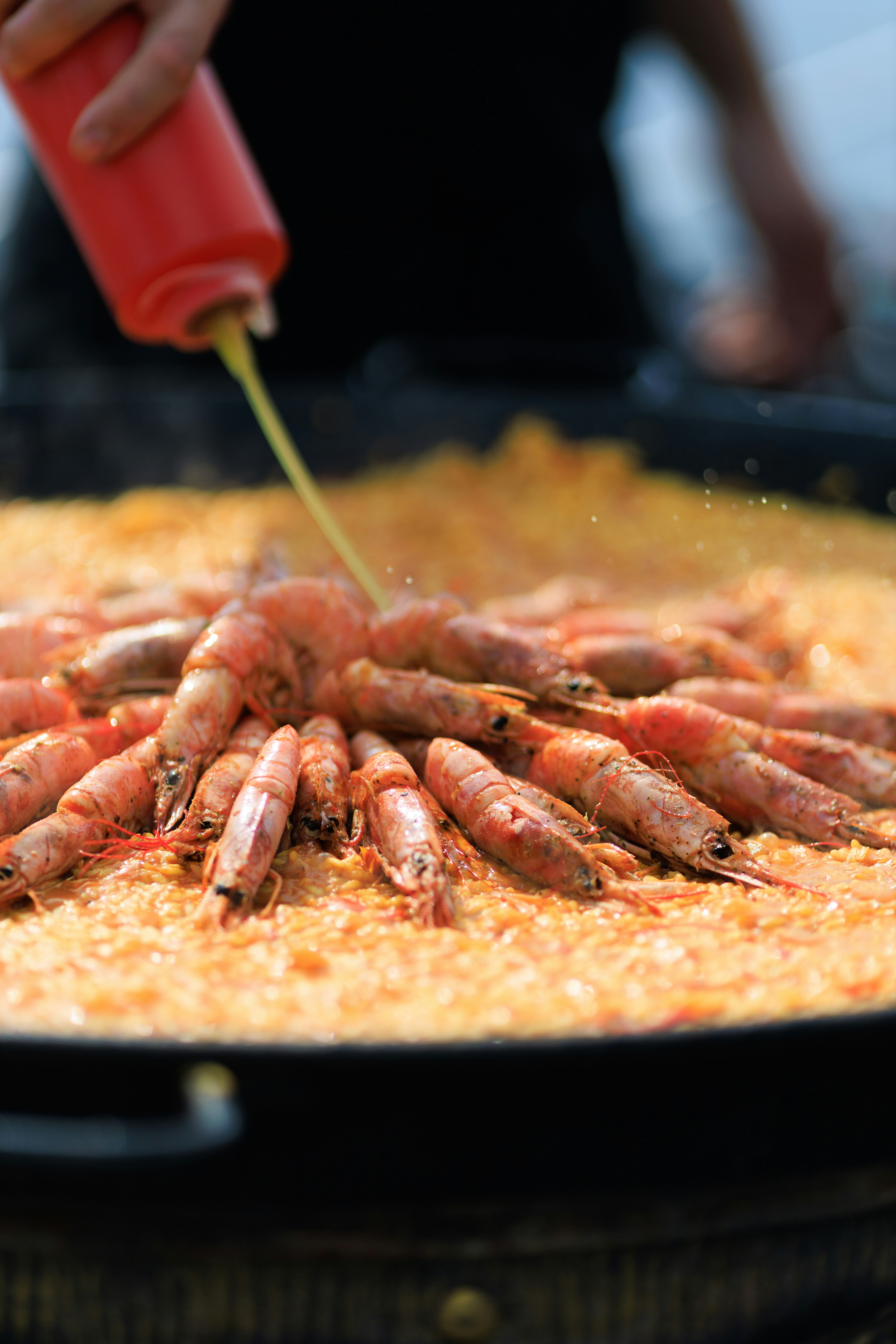 Citrus Drizzle Over Saffron Shrimp Paella