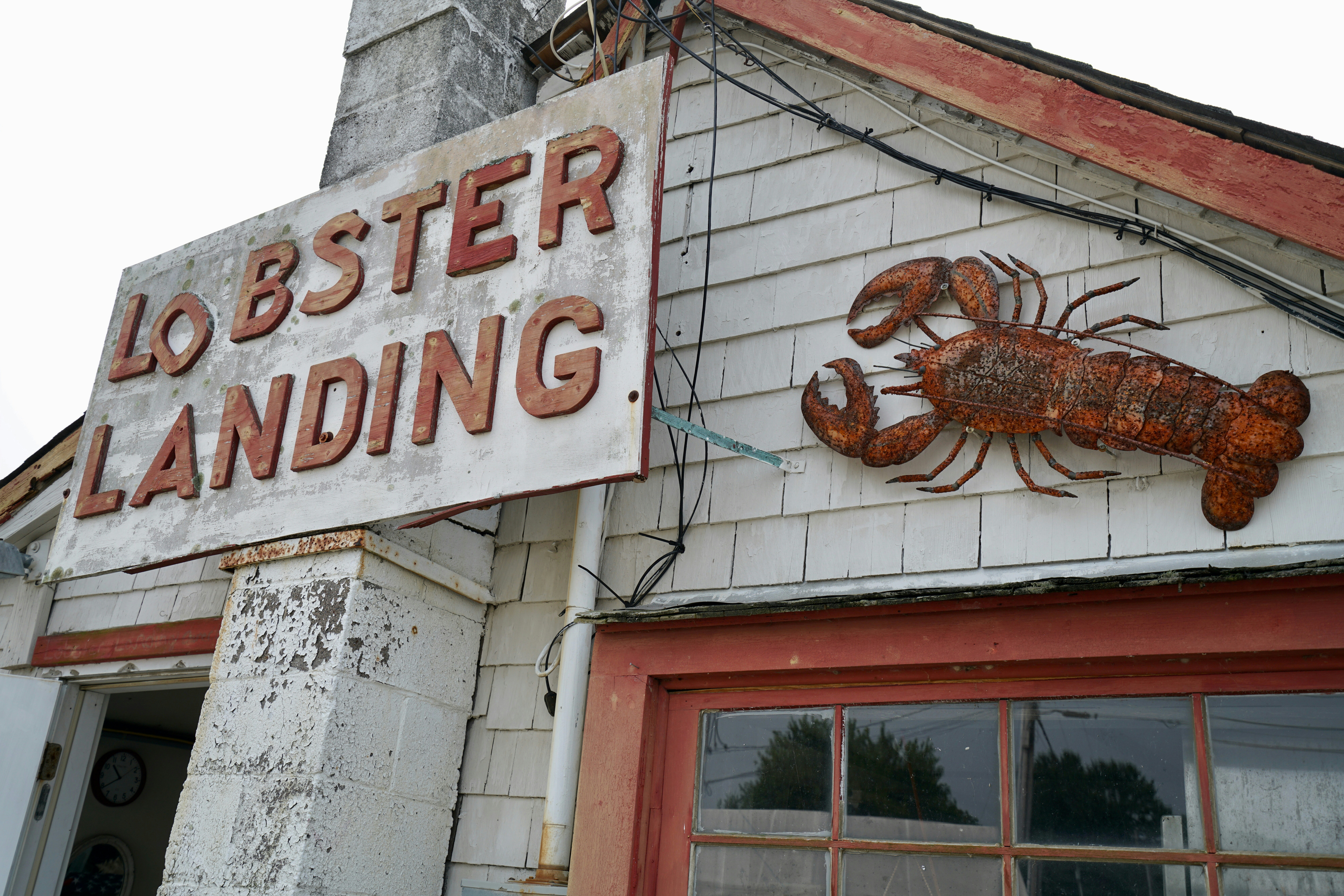A lobster landing sign on the side of a building photo – Free Usa Image ...