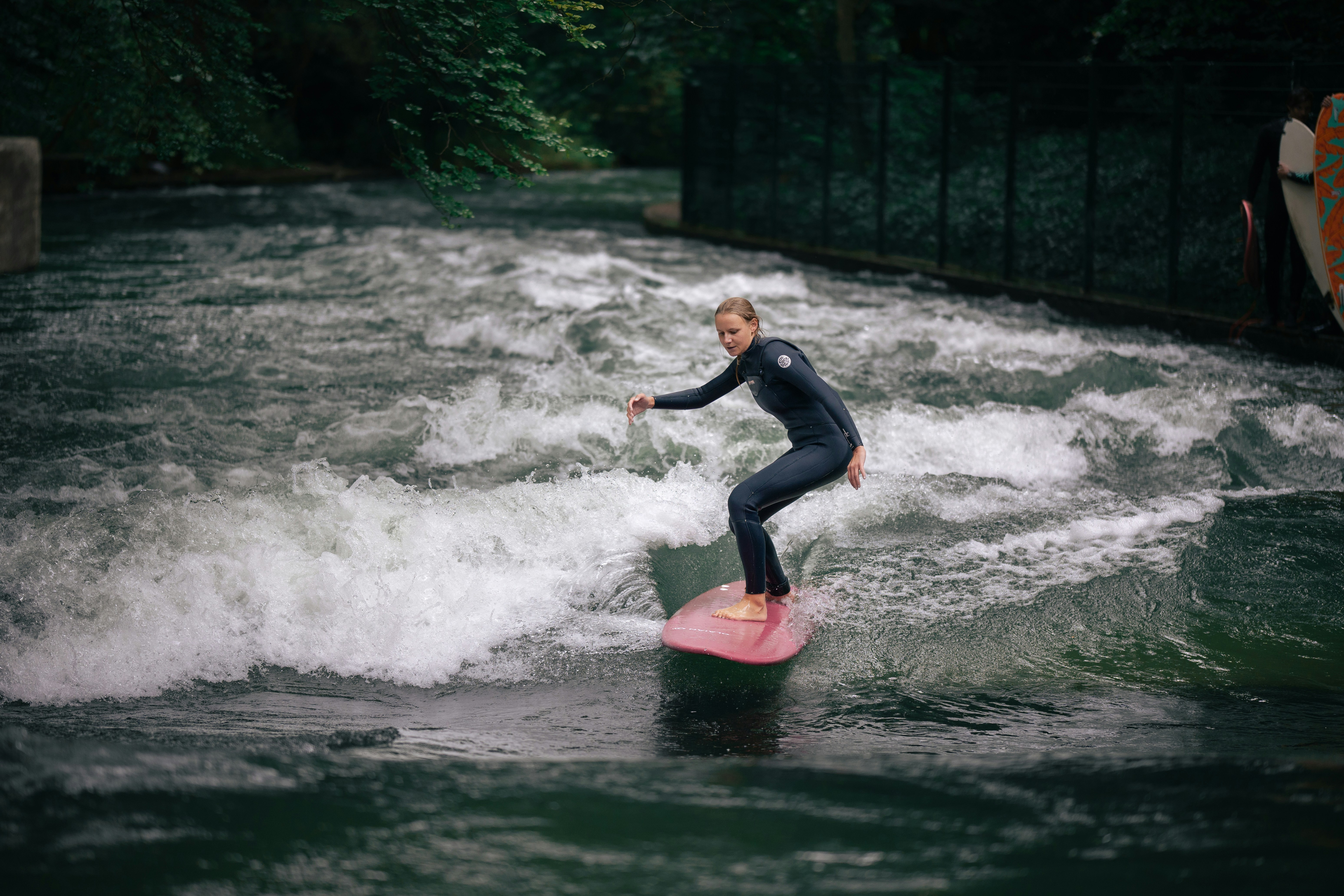 Surfer in a Green Channel: A Single Balance of Water and Wind