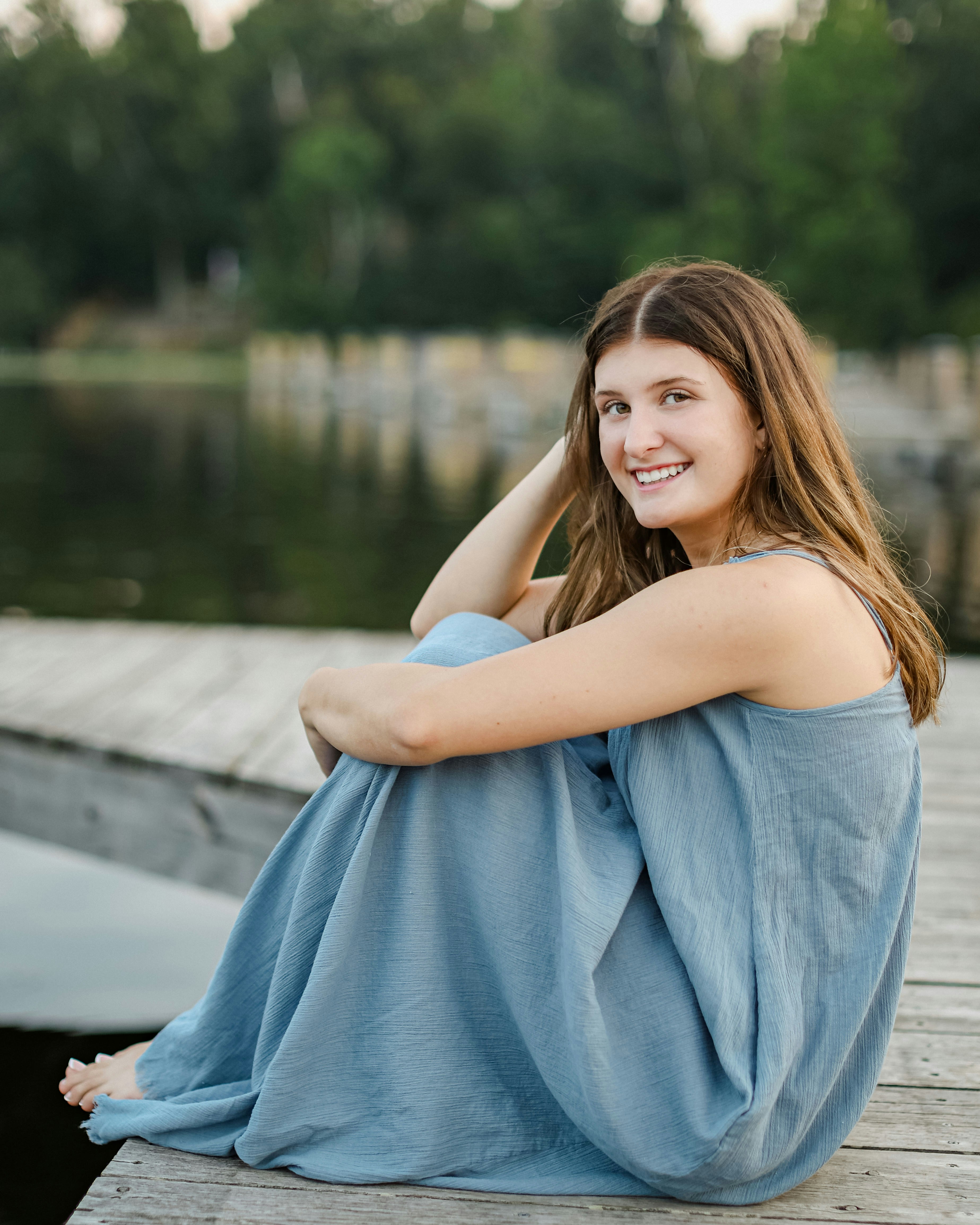 Blue Linen by the Lake: A Quiet Lakeside Portrait