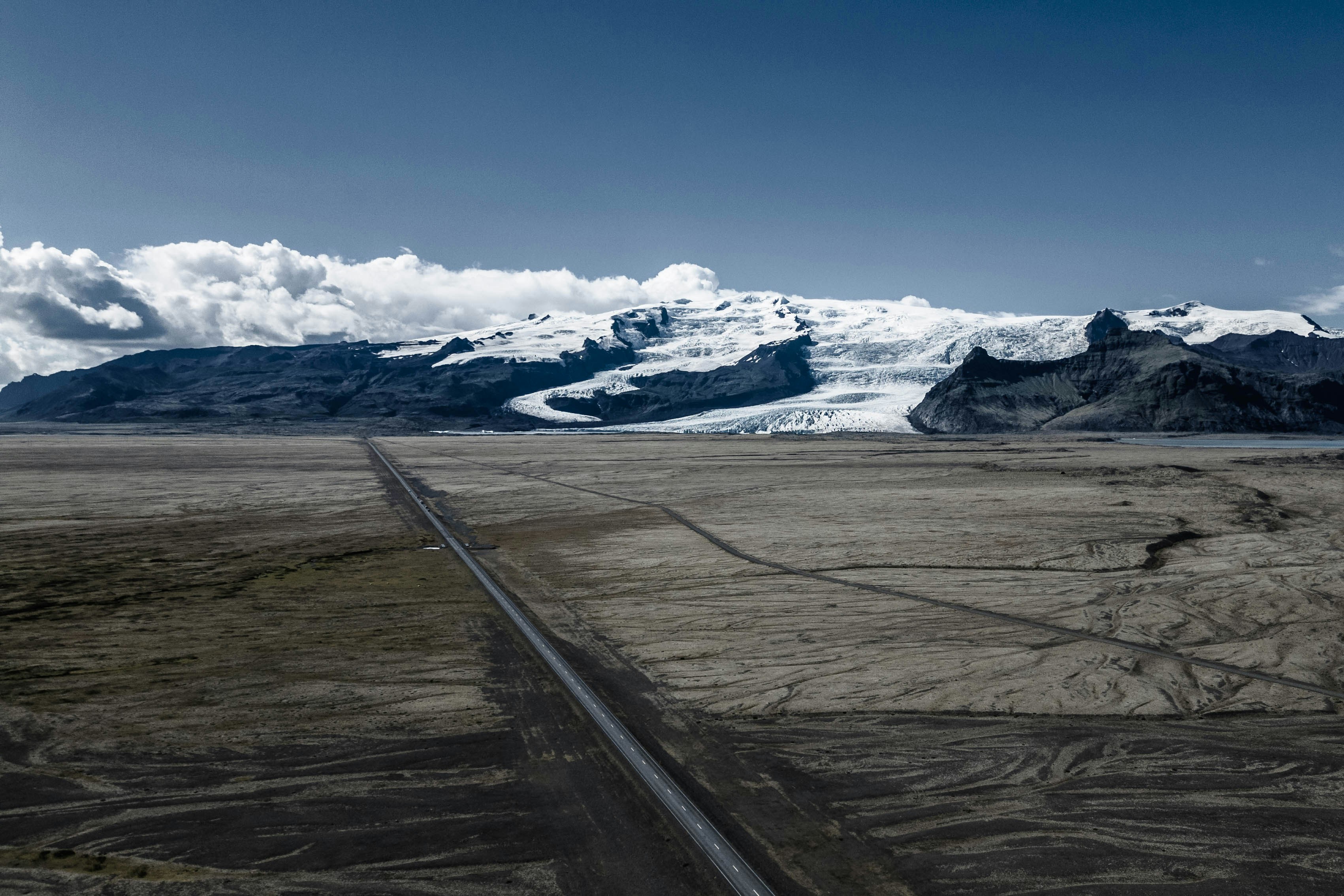 Ribboned Road Toward a Snowbound Crest