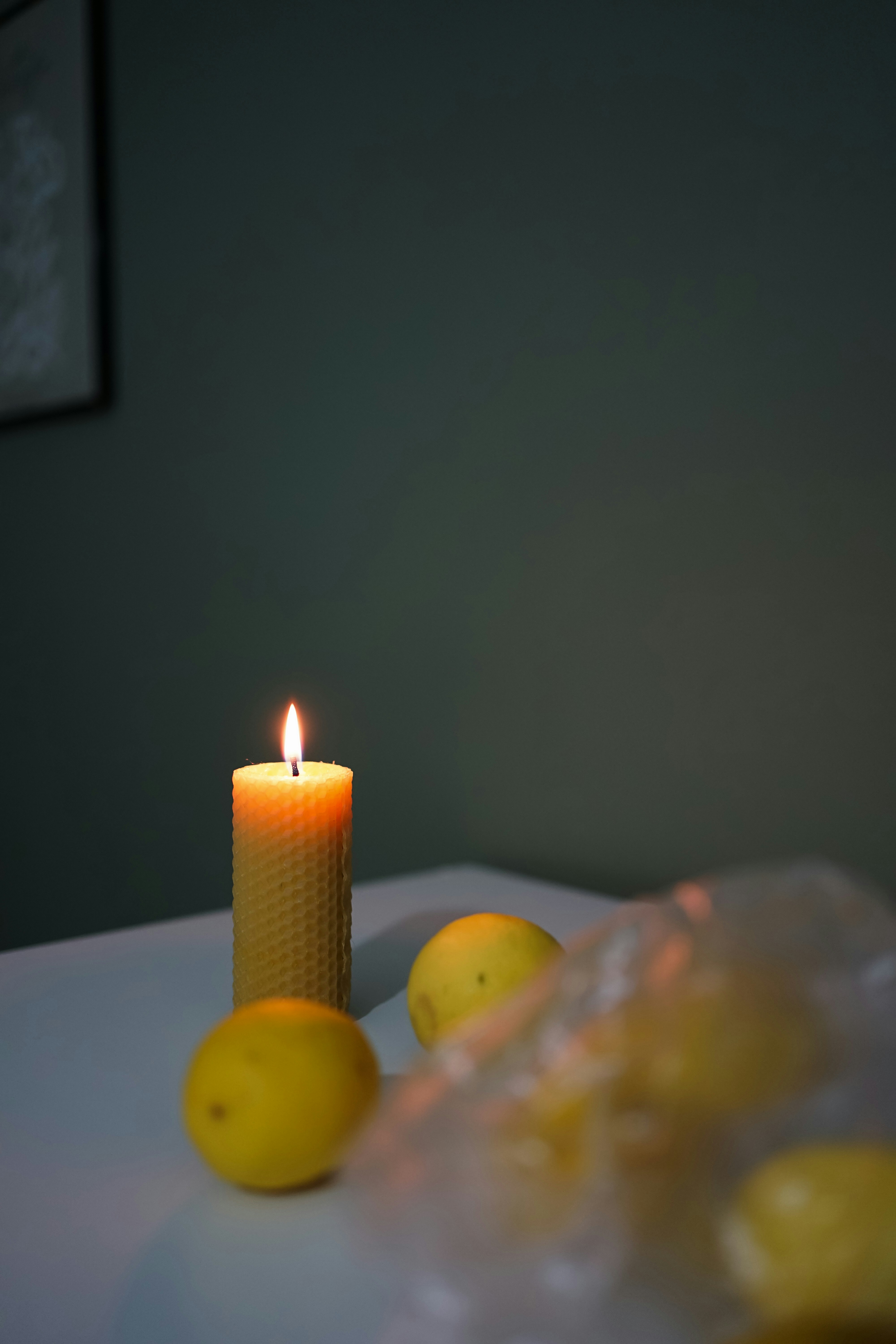 Amber Flame and Lemon Quiet: A Simple Tabletop Moment