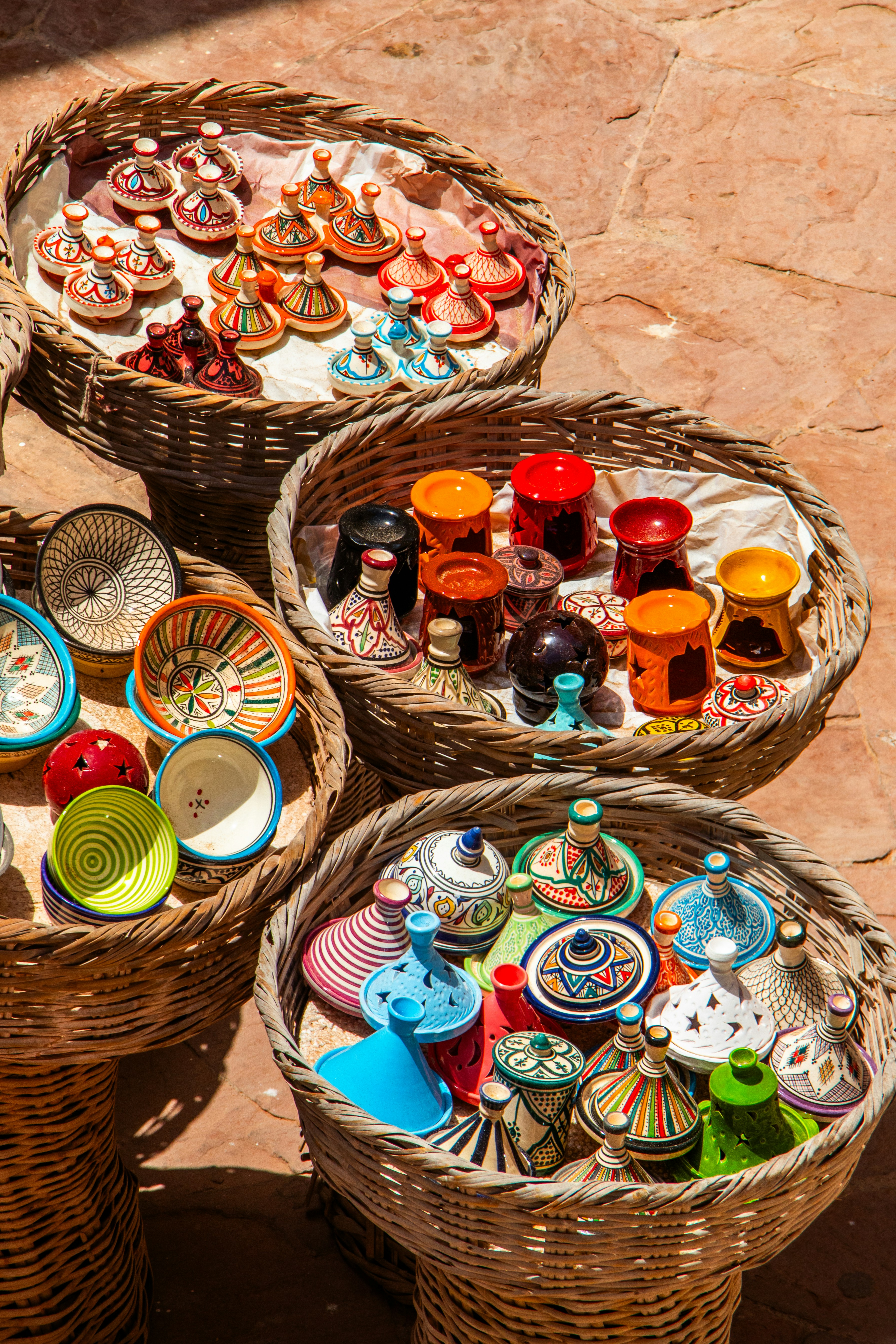 Baskets filled with different types of glass items photo – Free Art ...