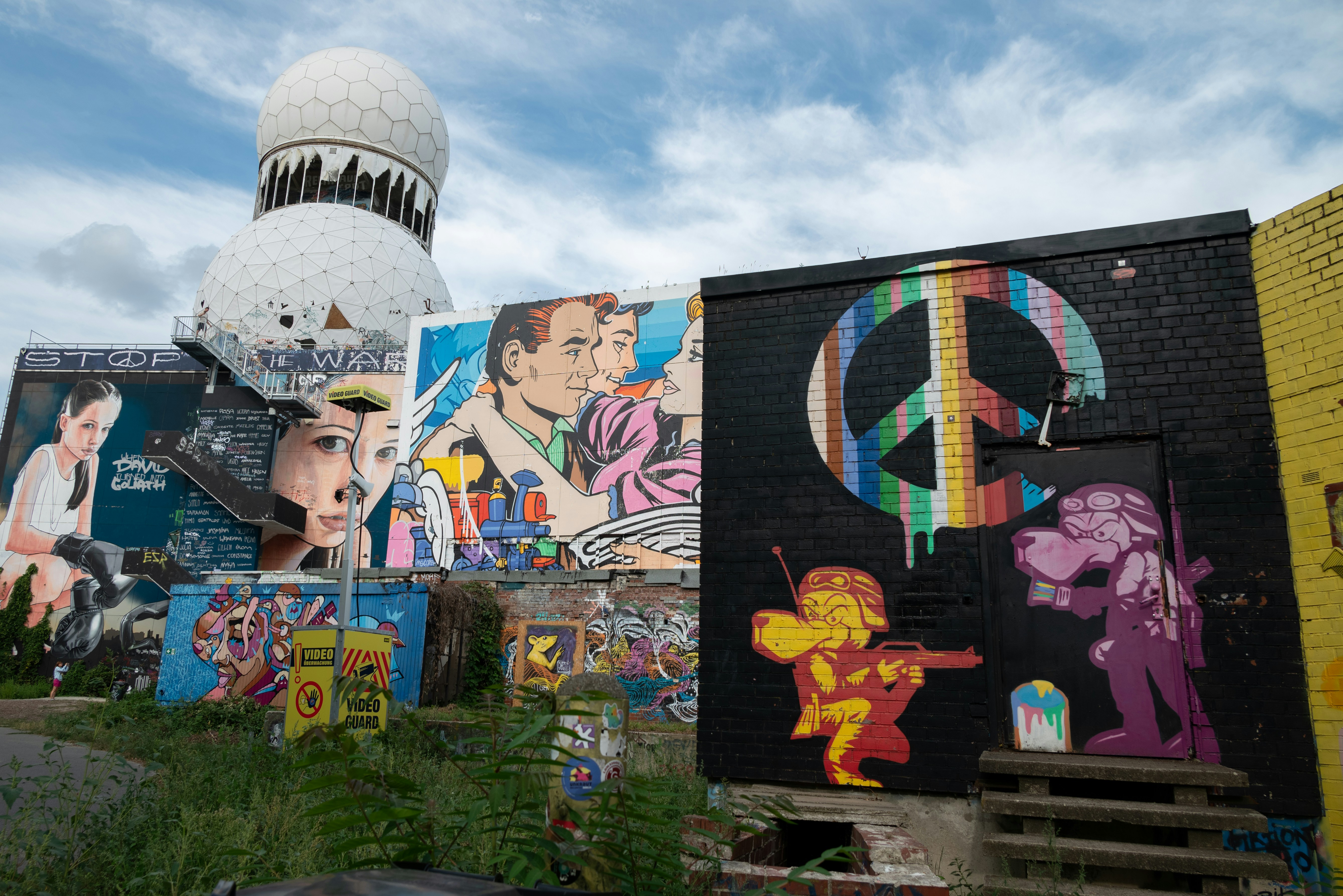 Rainbow Peace Graffiti Framed by the Geodesic Dome
