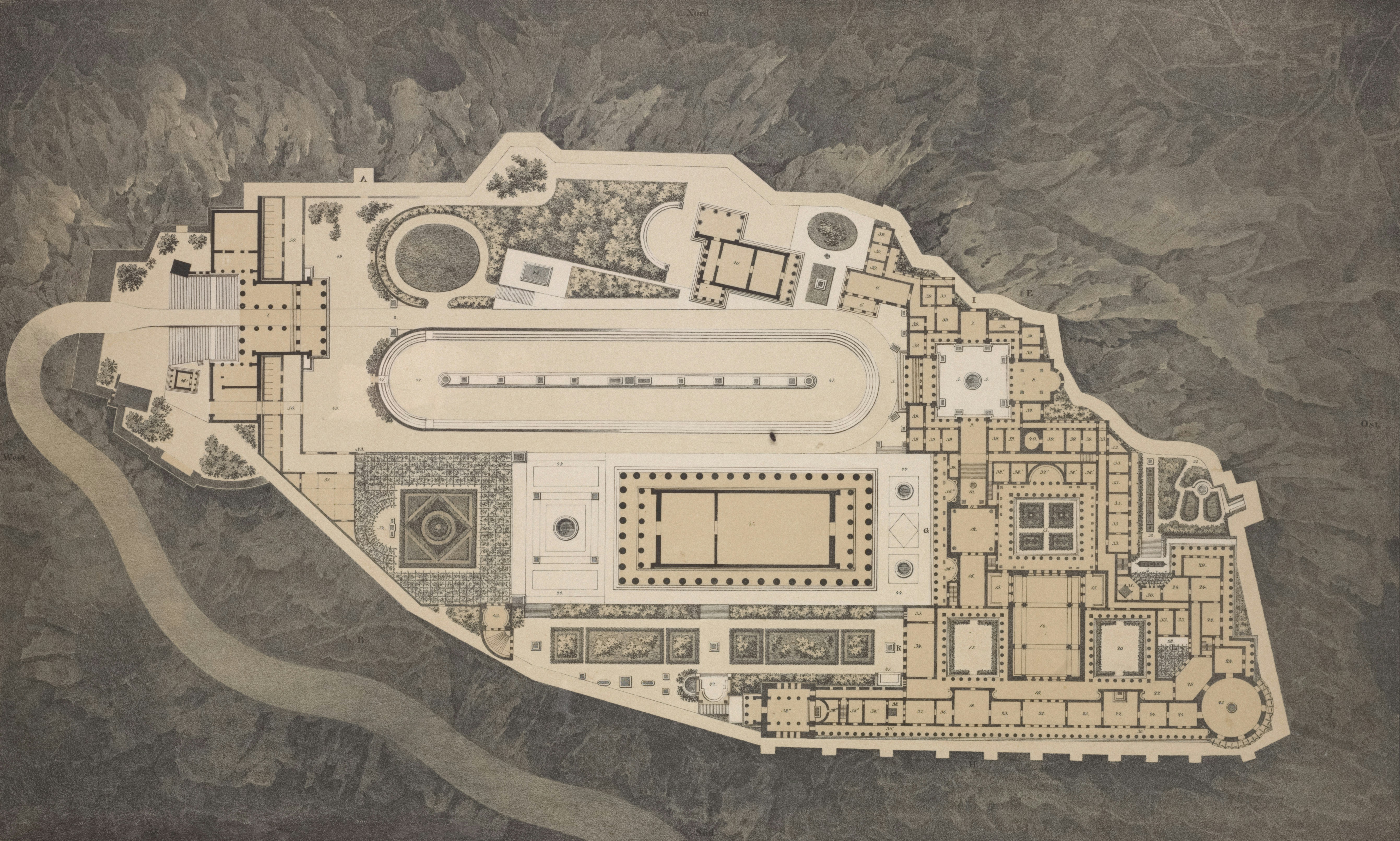 The Miriam and Ira D. Wallach Division of Art, Prints and Photographs: Art & Architecture Collection, The New York Public Library. "Grundriss des königl: Palastes auf der Akropolis von Athen" The New York Public Library Digital Collections. 1848 - 1850. https://digitalcollections.nypl.org/items/510d47e3-3469-a3d9-e040-e00a18064a99