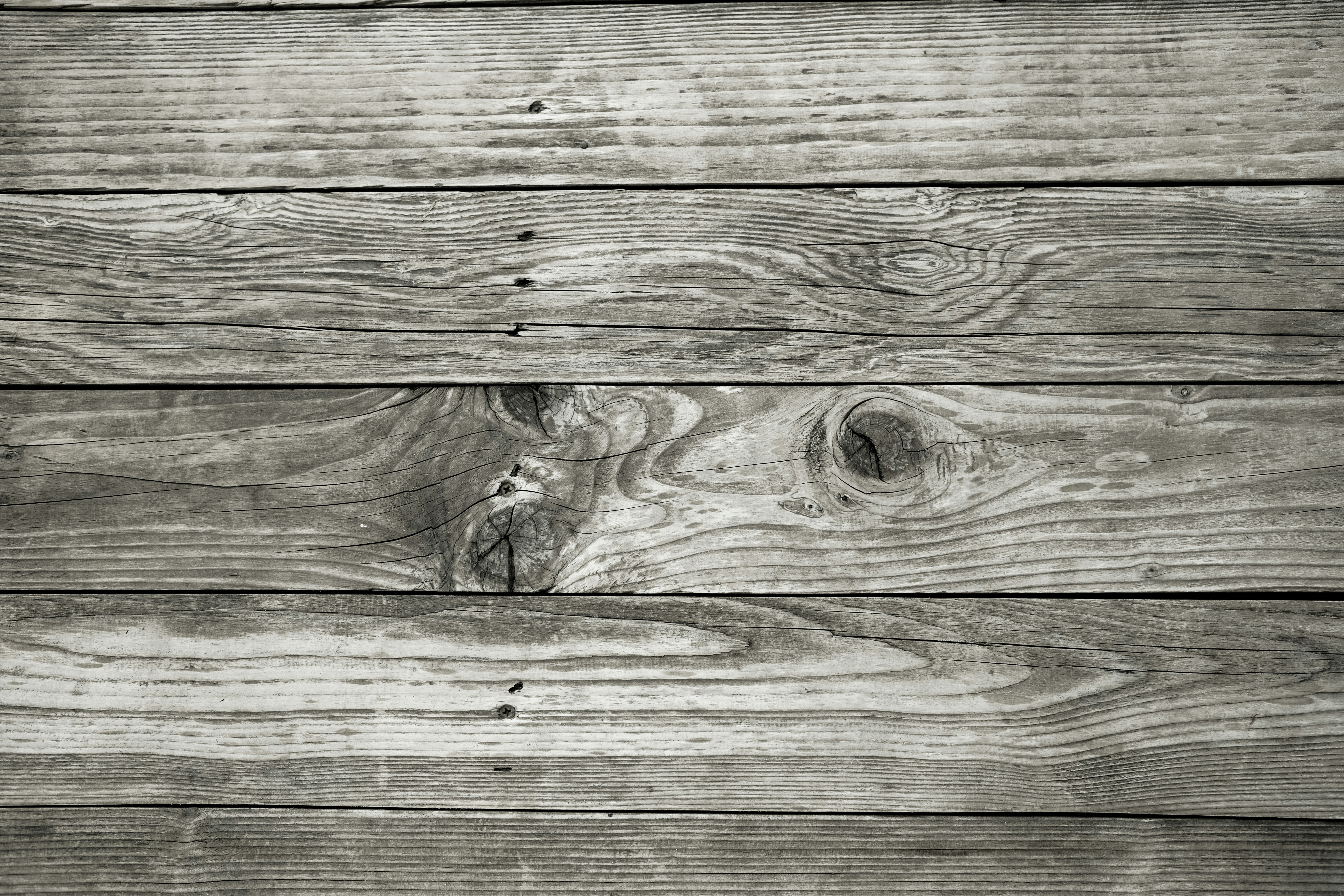 Knot at Midline: Weathered Planks in Quiet Monochrome