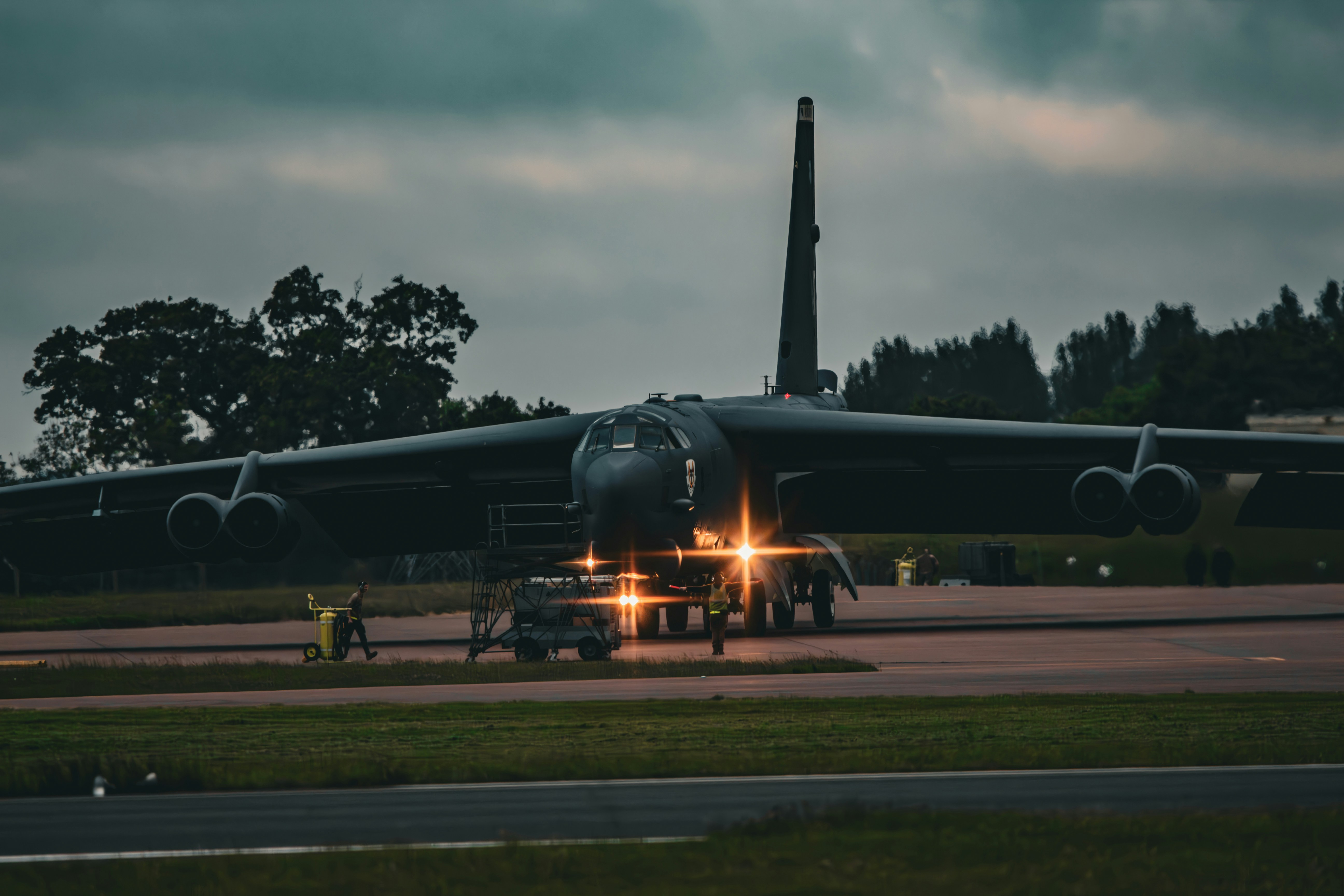 B-52 at Dusk: Quiet Power on the Taxiway