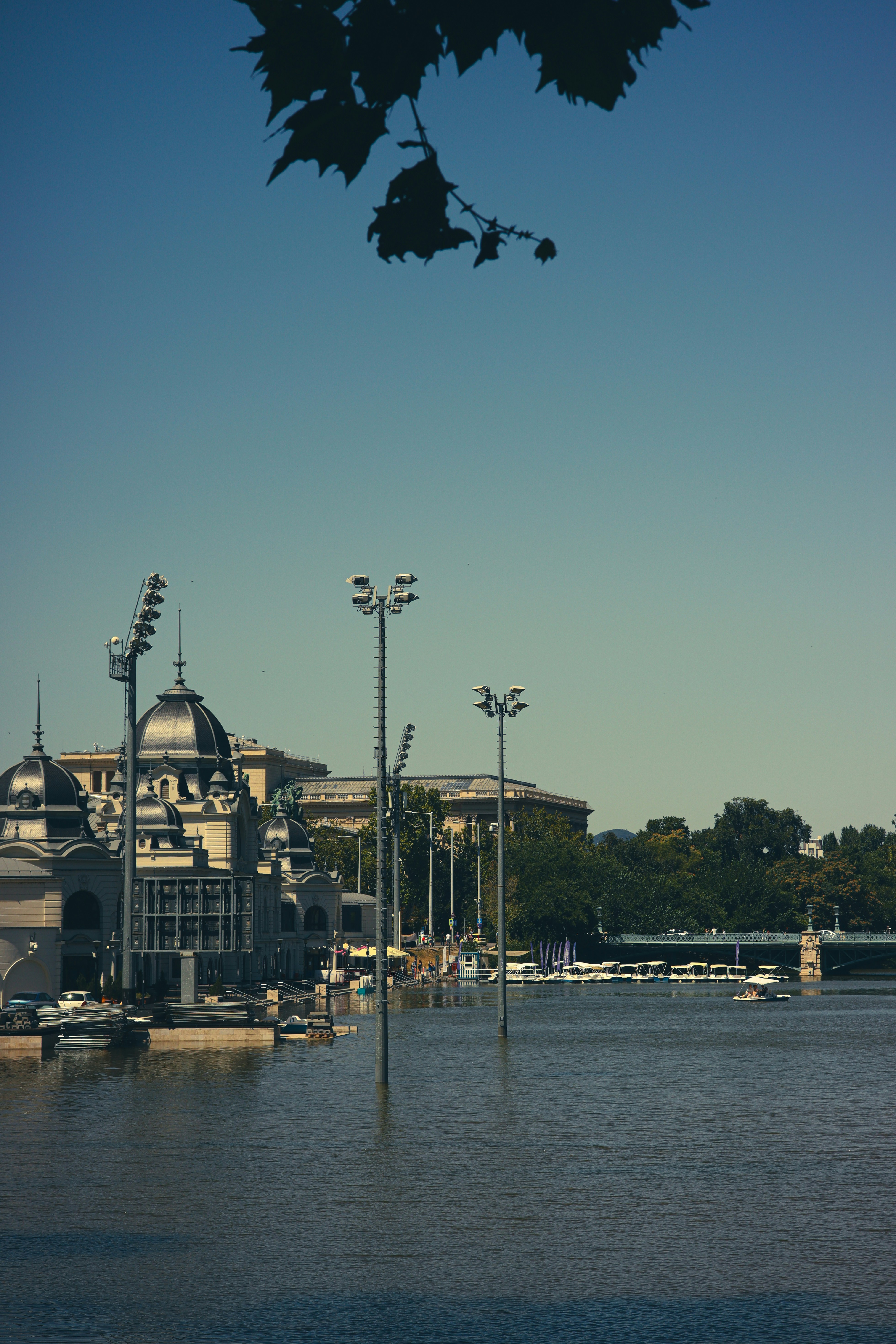 Dusk Over the Domed Riverside Complex