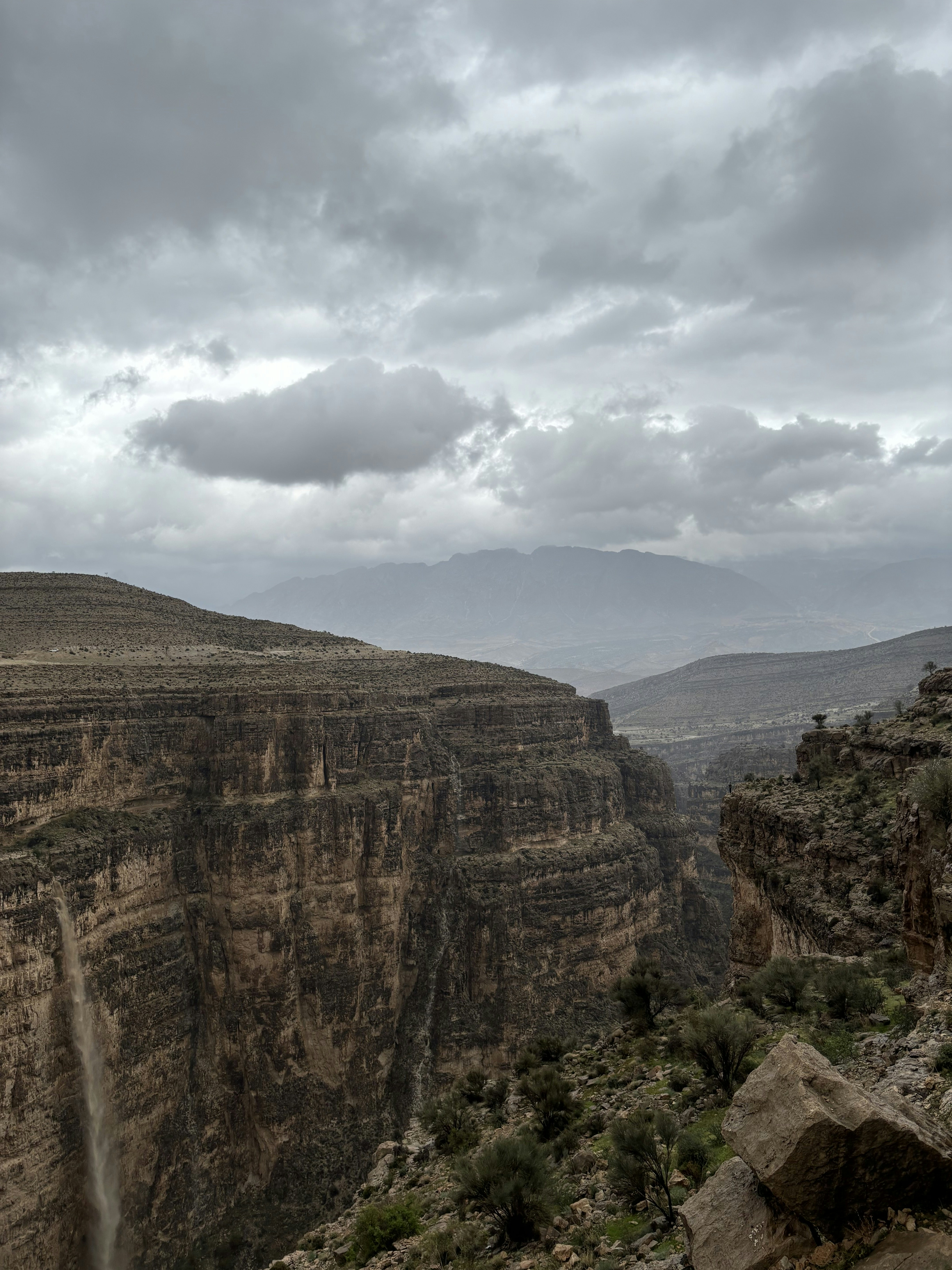 Whispering Cliffs of the Hidden Gorge under Steely Clouds