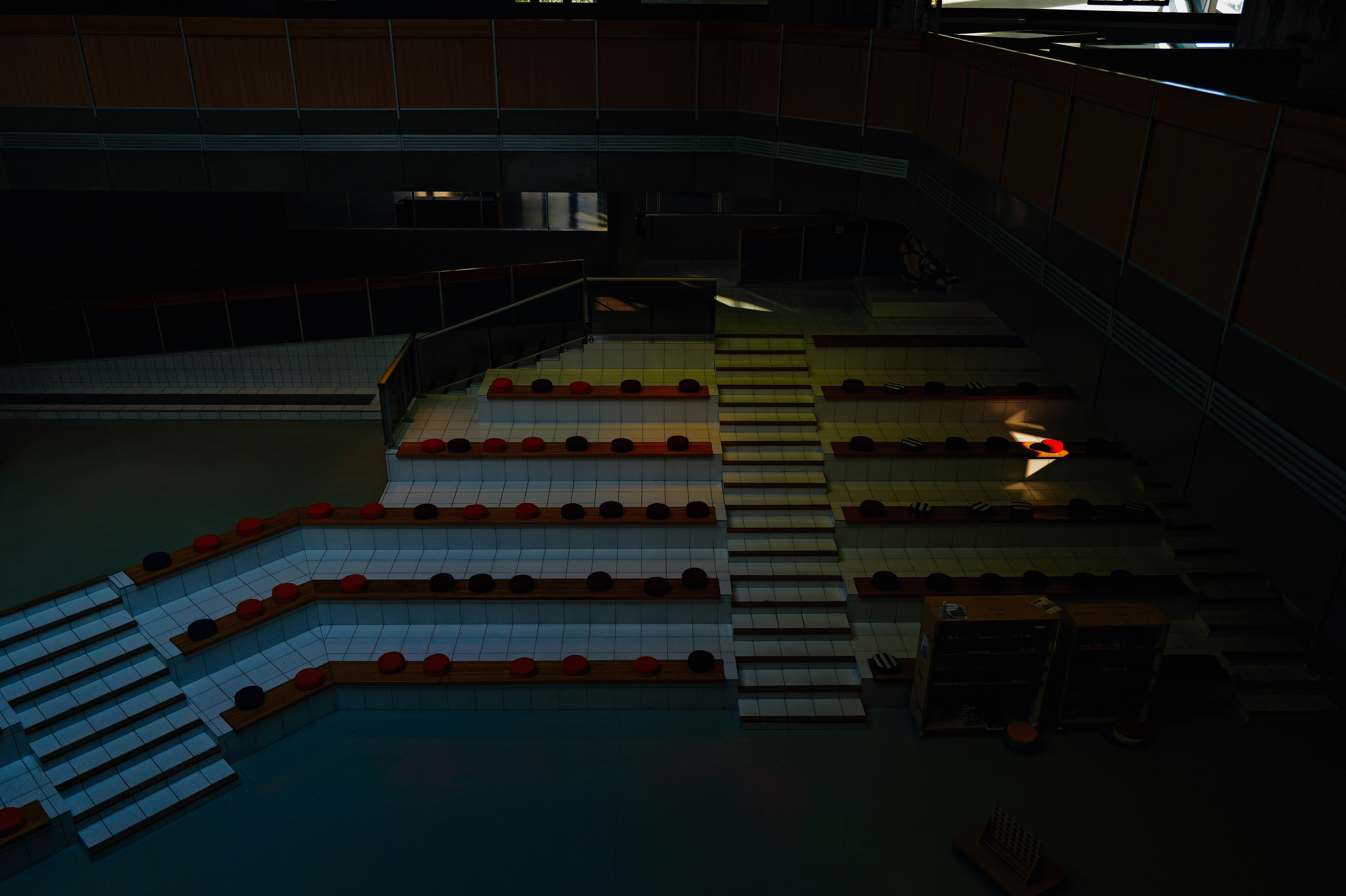 A view of a building from above at night photo – Free Building Image on ...