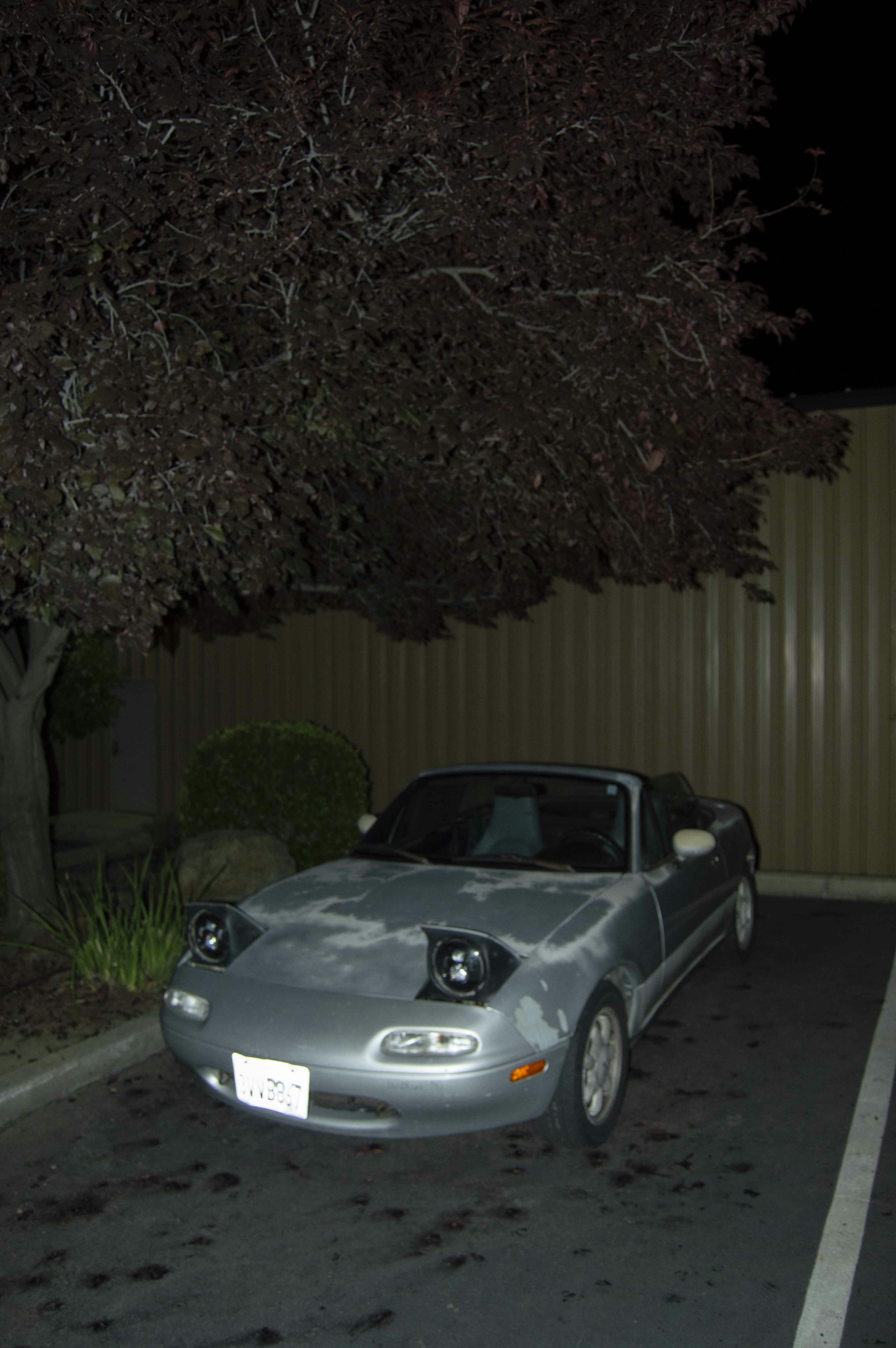 Moonlit Miata in a Quiet Parking Lot