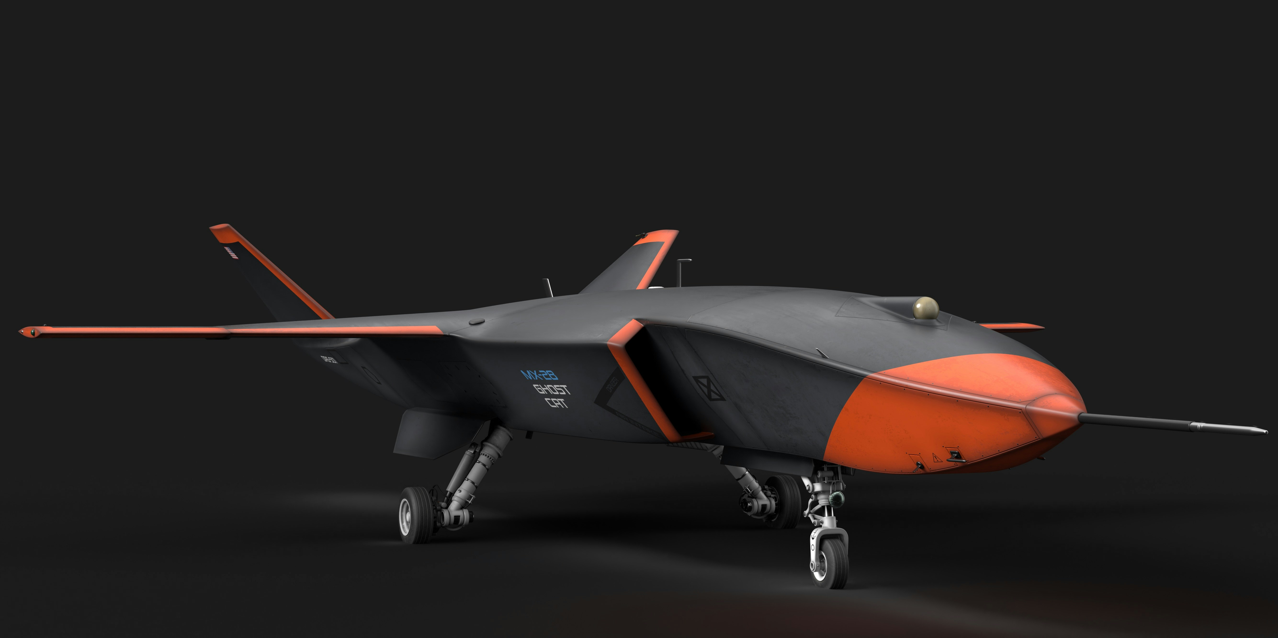 An orange and gray fighter jet on a black background photo – Free ...
