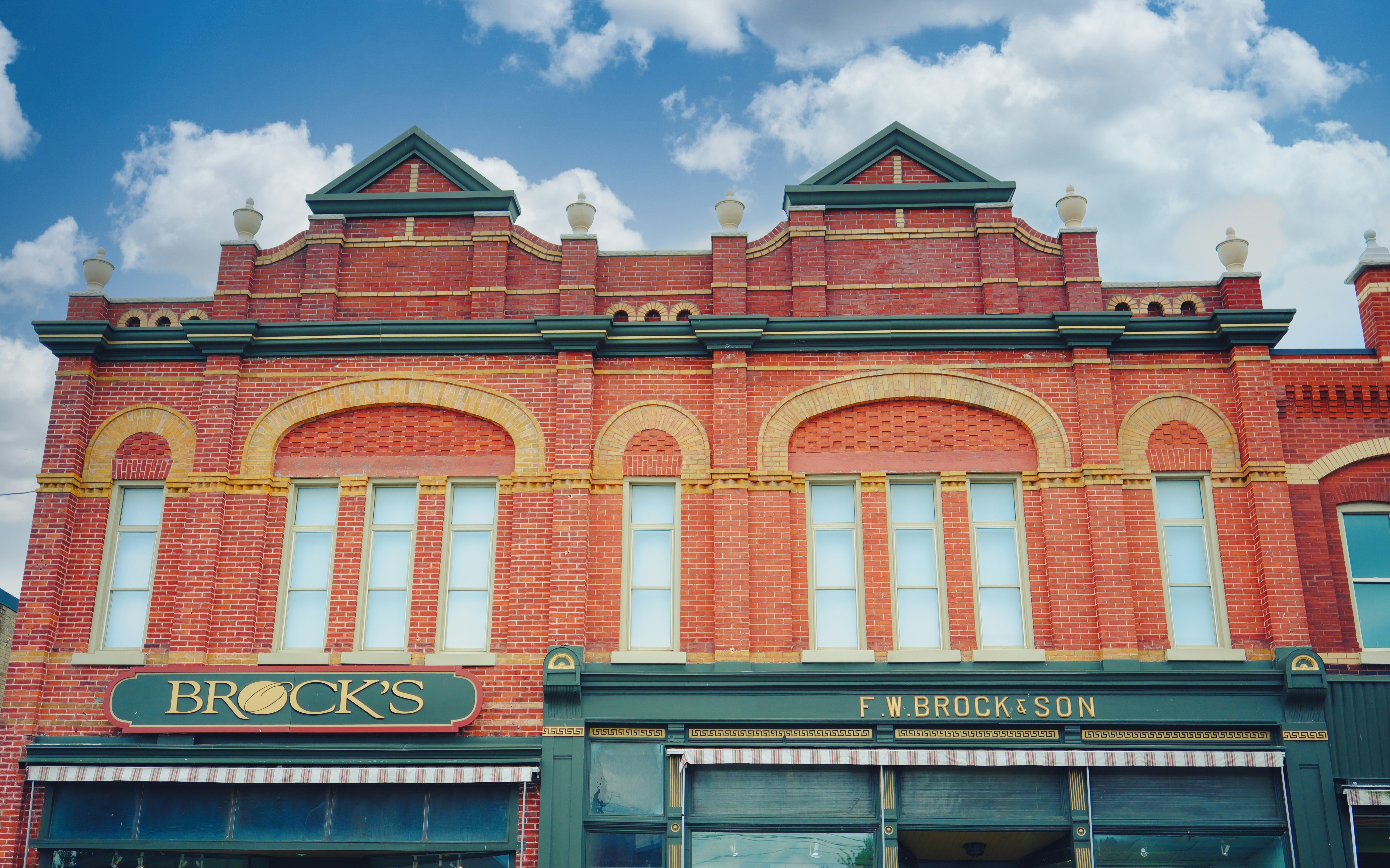 Brick Facade and Storefront of Brock's Pharmacy