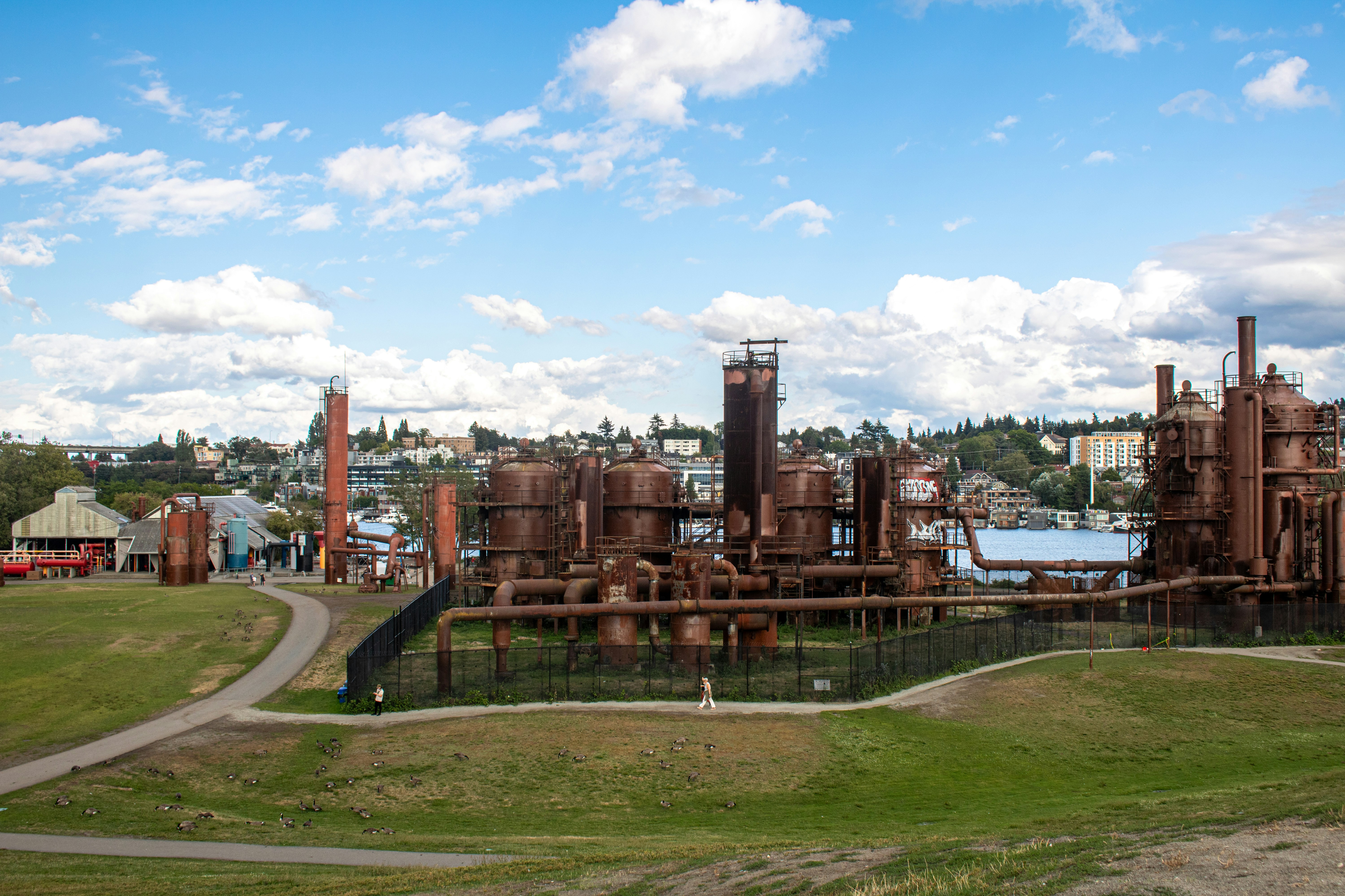 Gas Works Park is a park located in Seattle, Washington, United States. It has a 19.1-acre public park on the site of the former Seattle Gas Light Company gasification plant, located on the north shore of Lake Union at the south end of the Wallingford neighborhood.