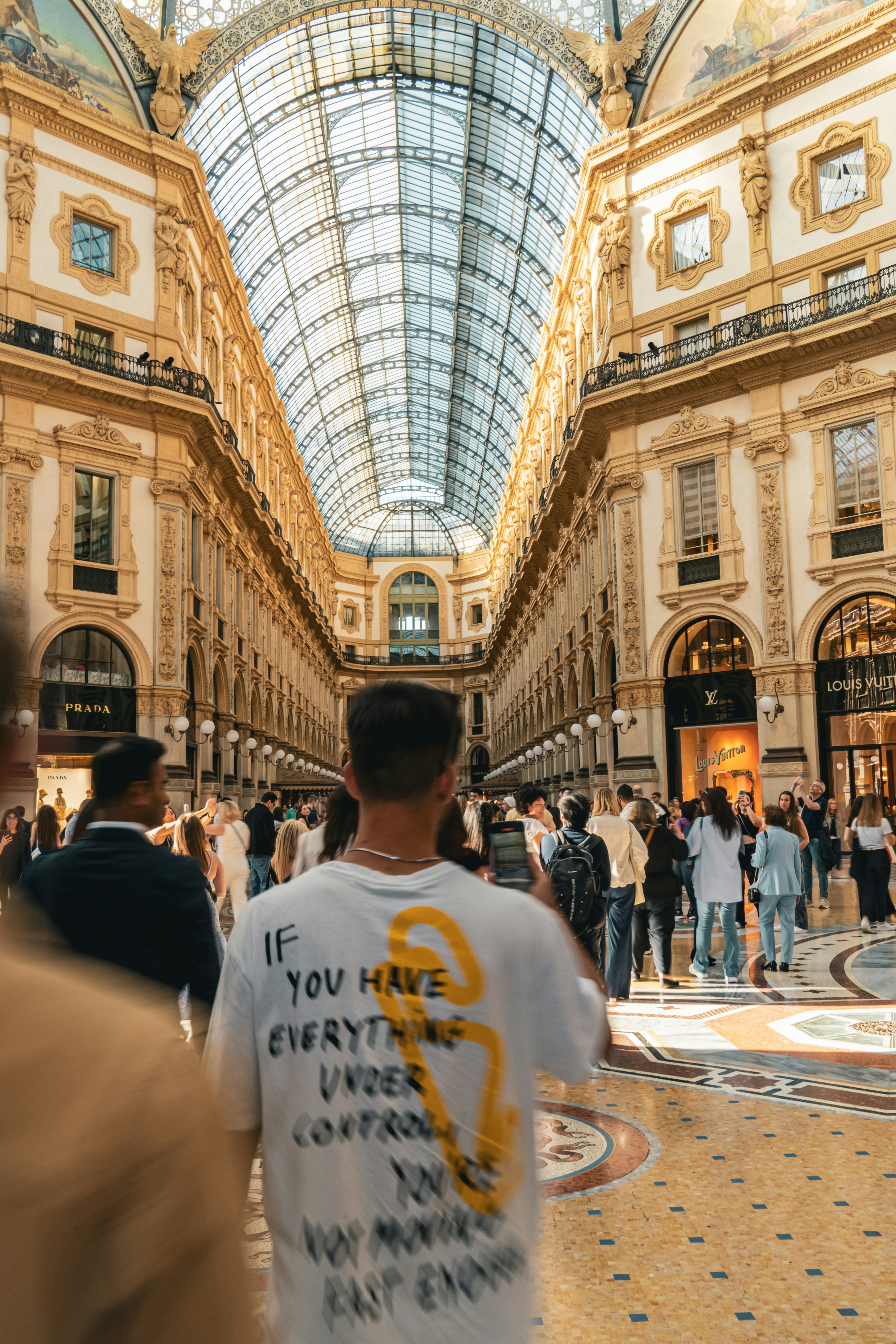 Crowd in a Luxurious Gallery: A Modern Moment in a Grand Arcade