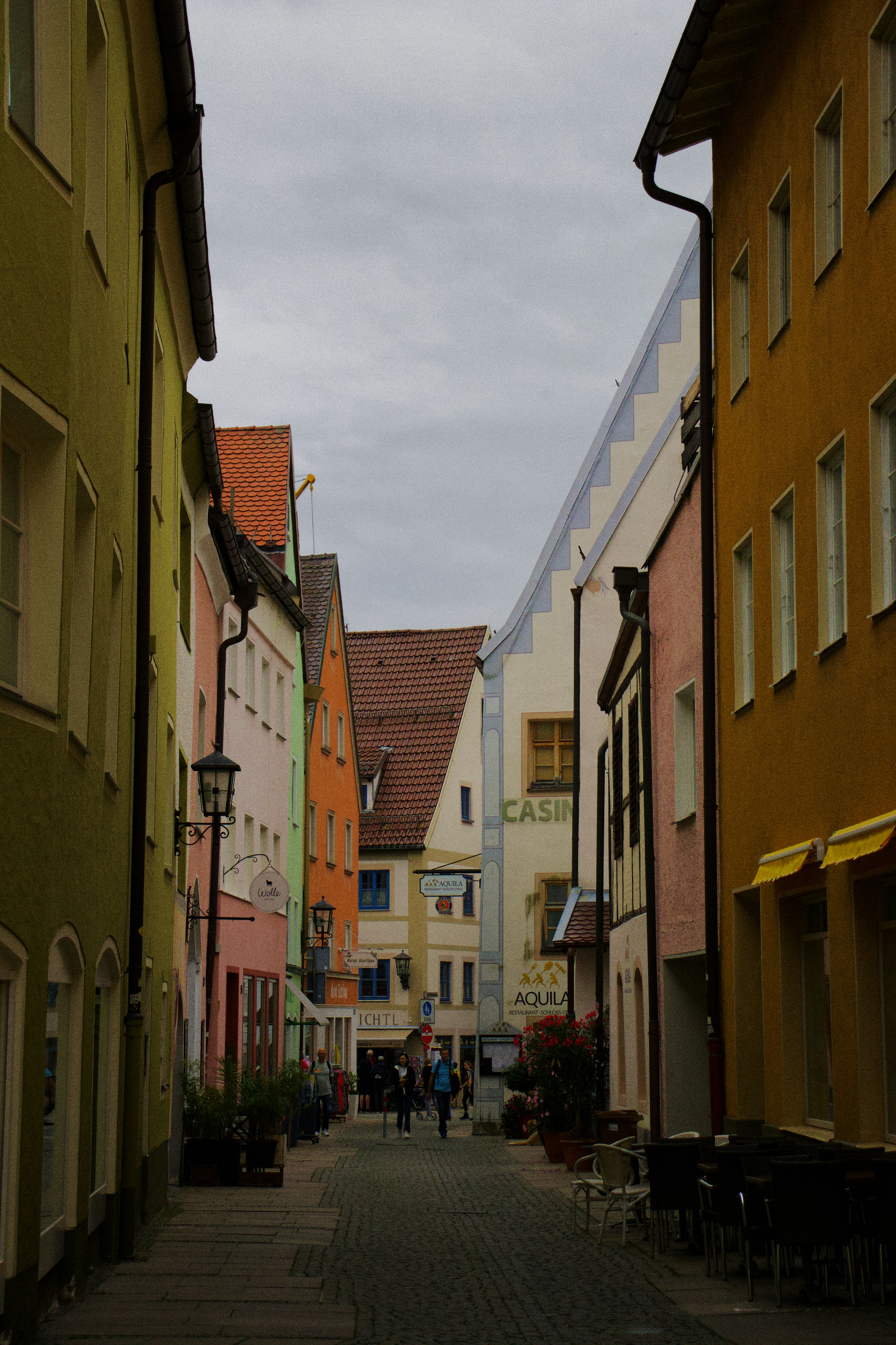 A colored houses street in Füssen, Germany