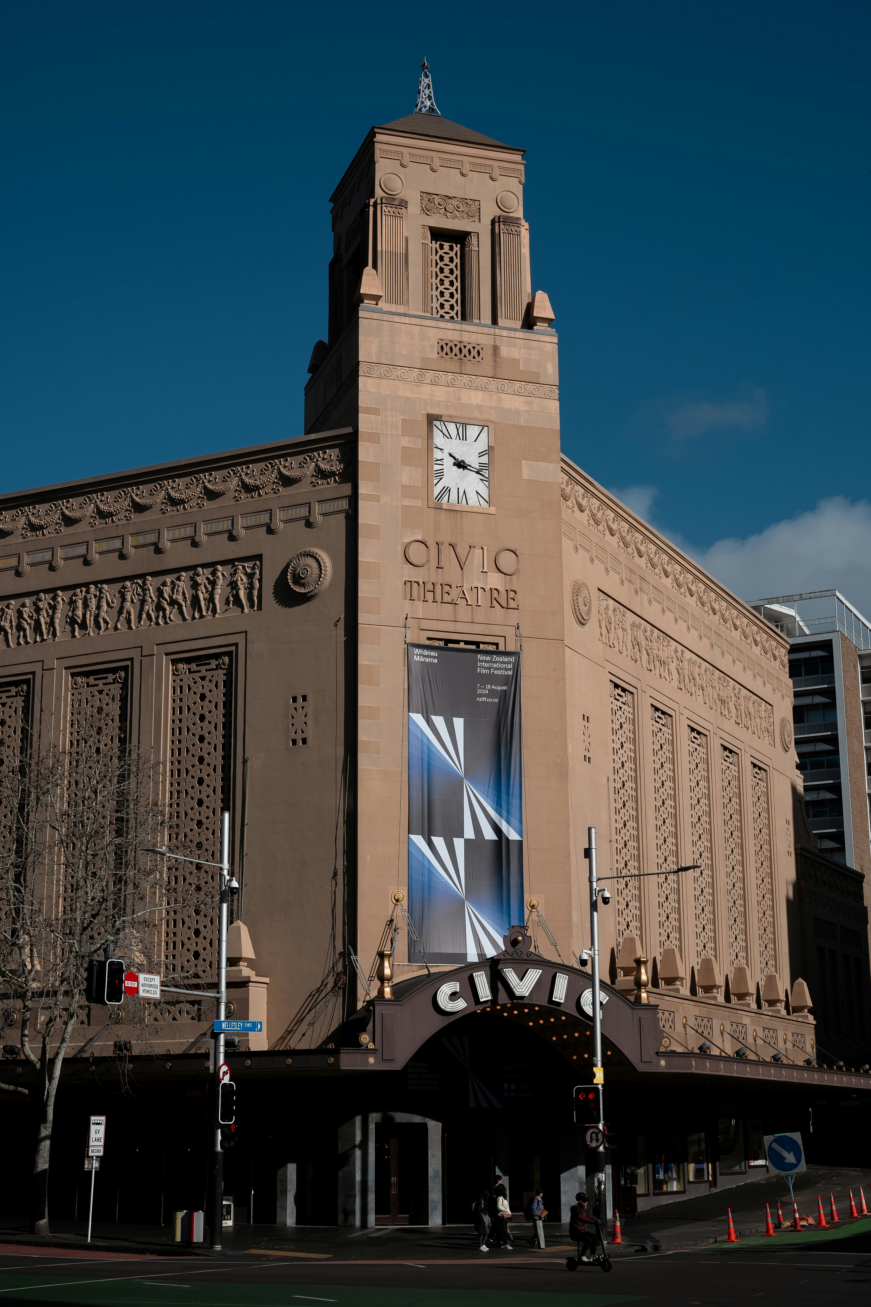 Civic Theatre Tower Under a Clear Blue Sky