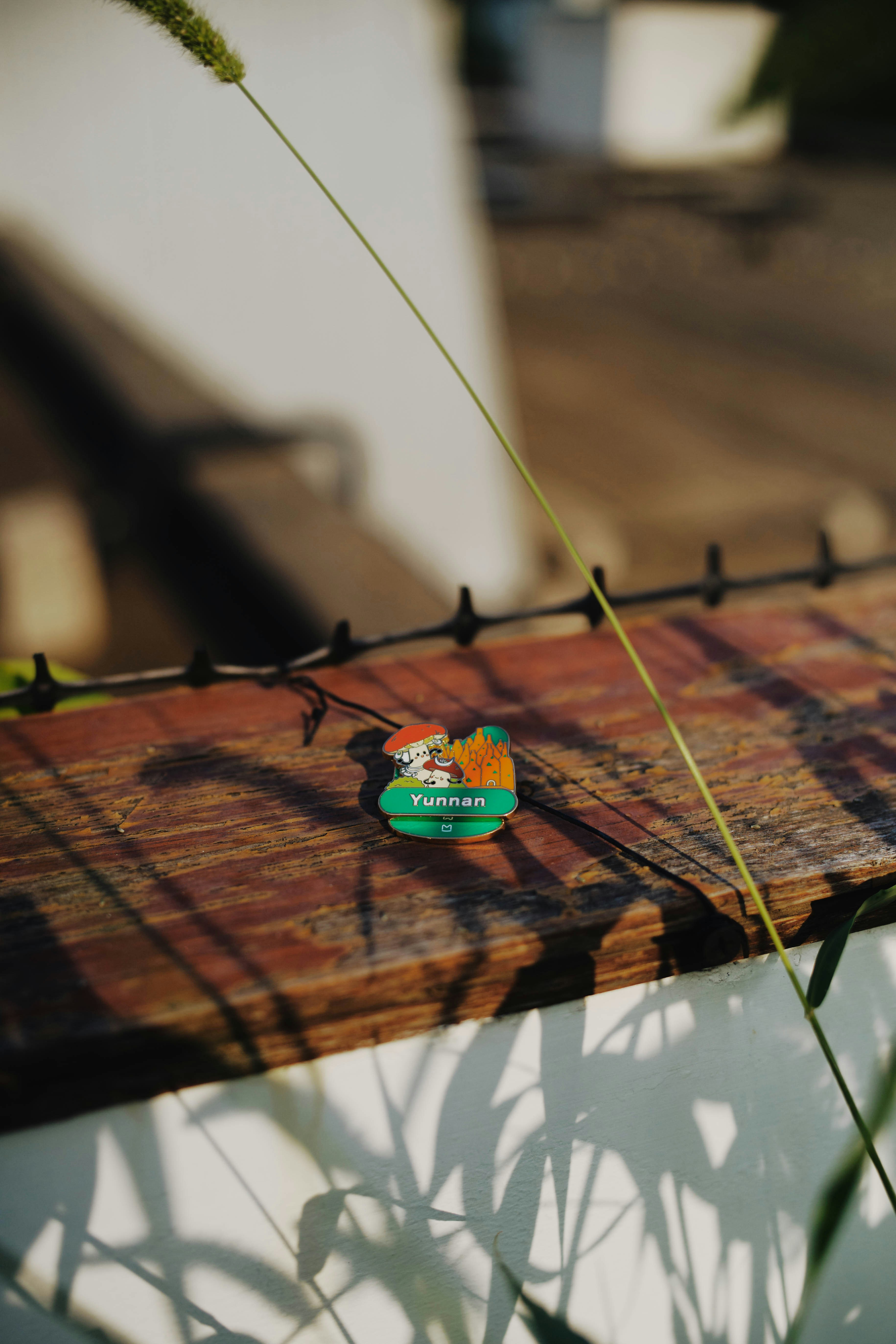 A sticker that is sitting on the side of a fence photo – Free Potted ...