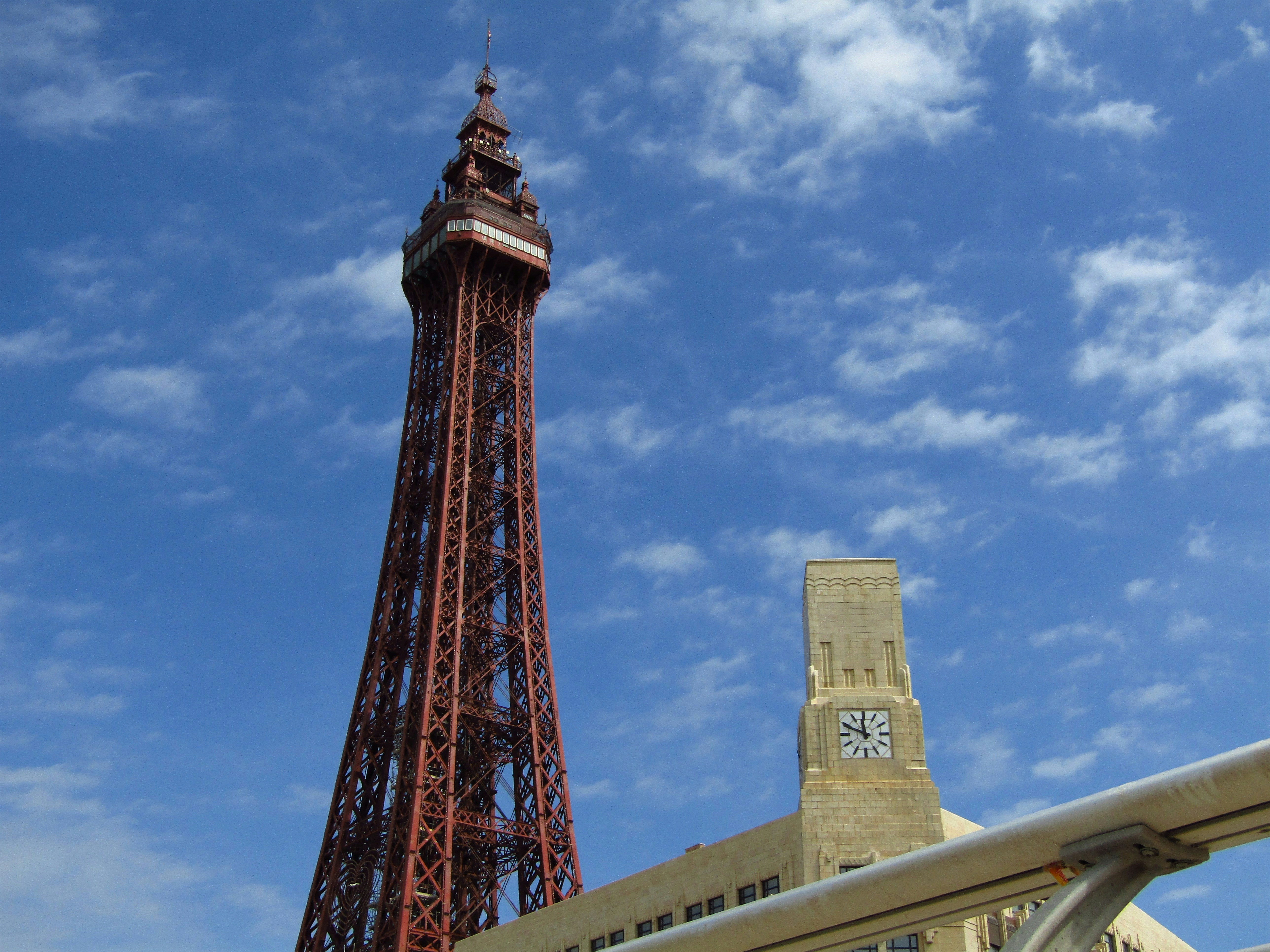 A very tall tower with a clock on it's side photo – Free Blackpool ...