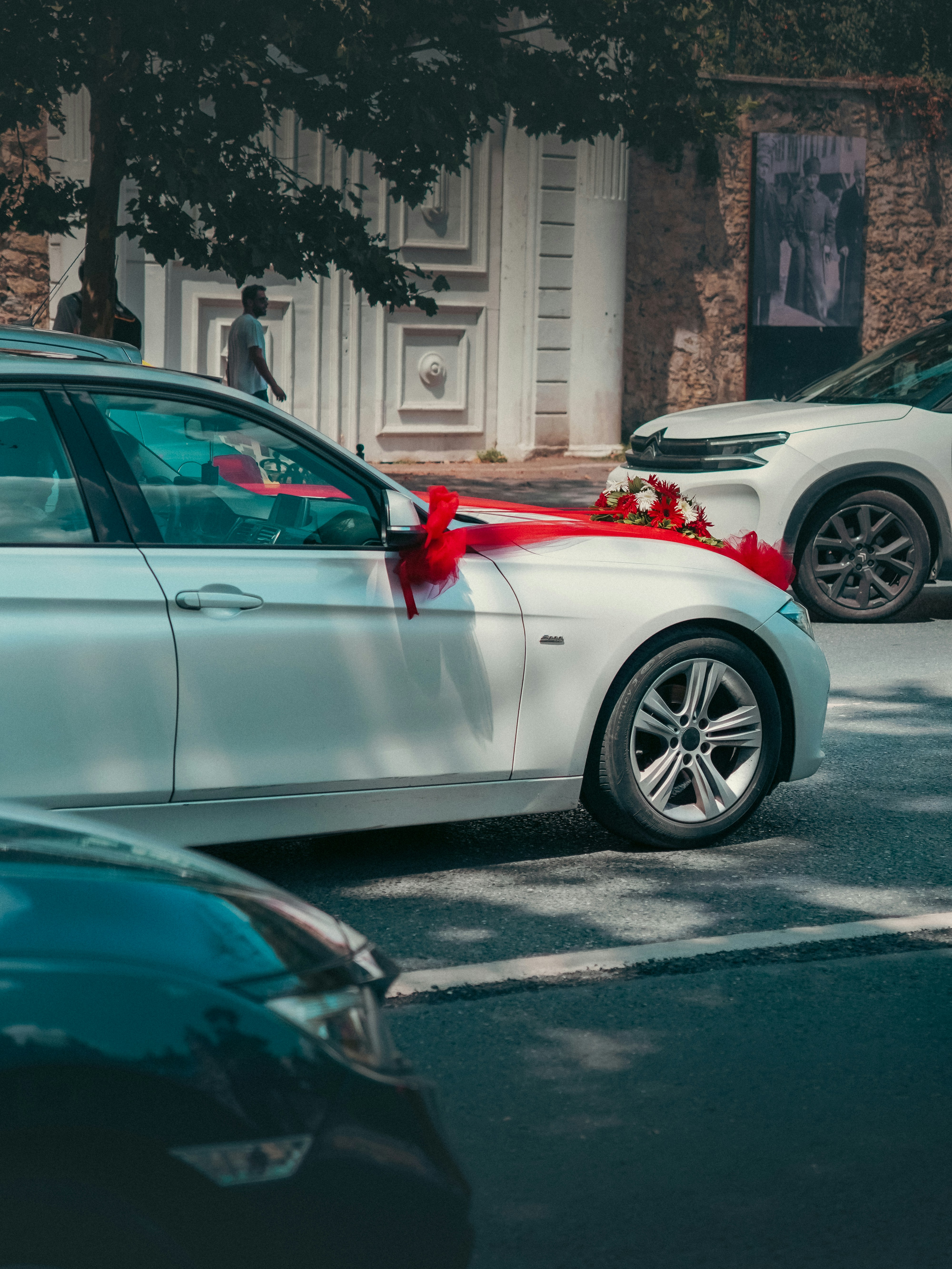 Ribboned Romance on a Sunlit City Street
