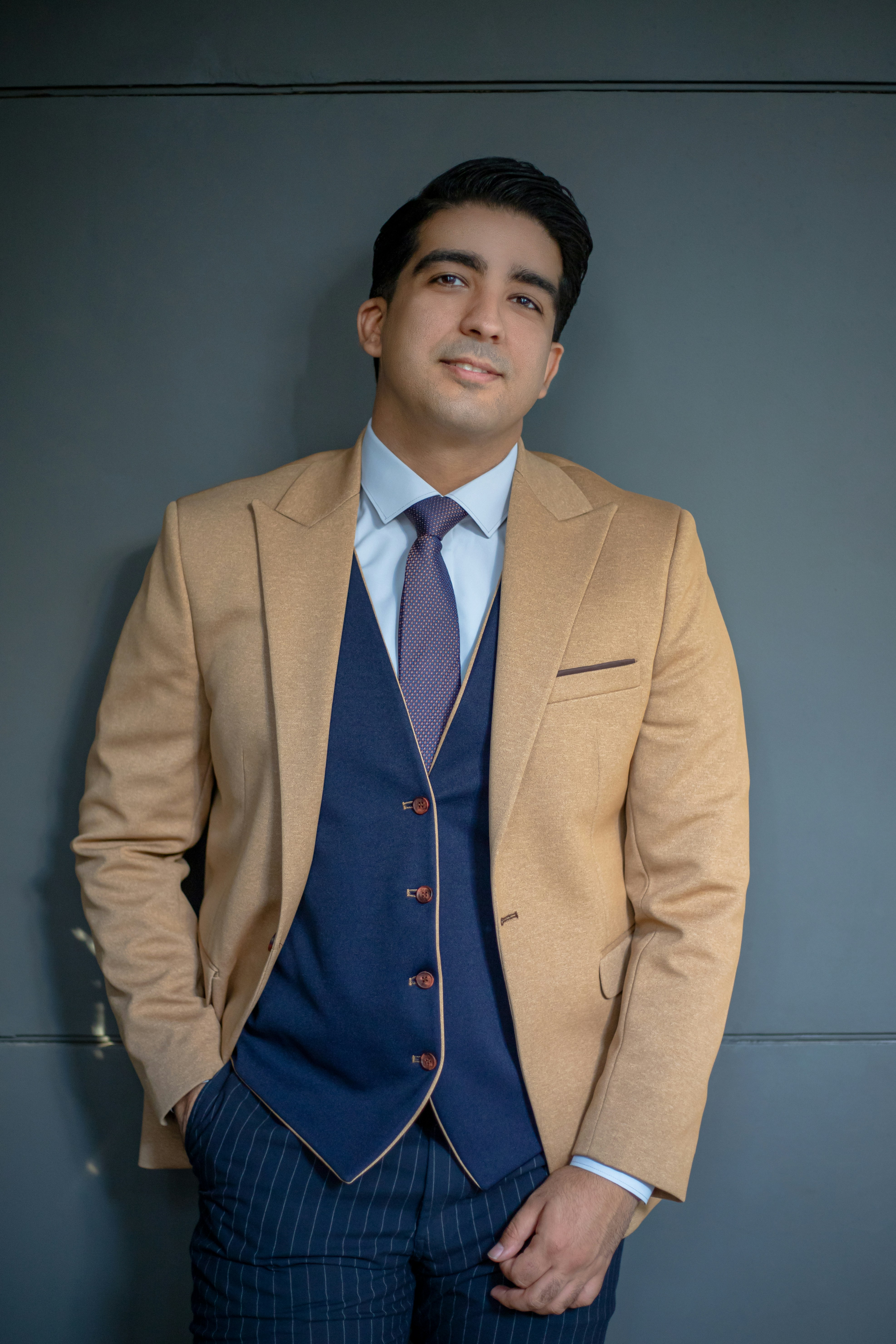 Warm Neutrals, Sharp Lines: Portrait of a Confident Professional in Tan Blazer