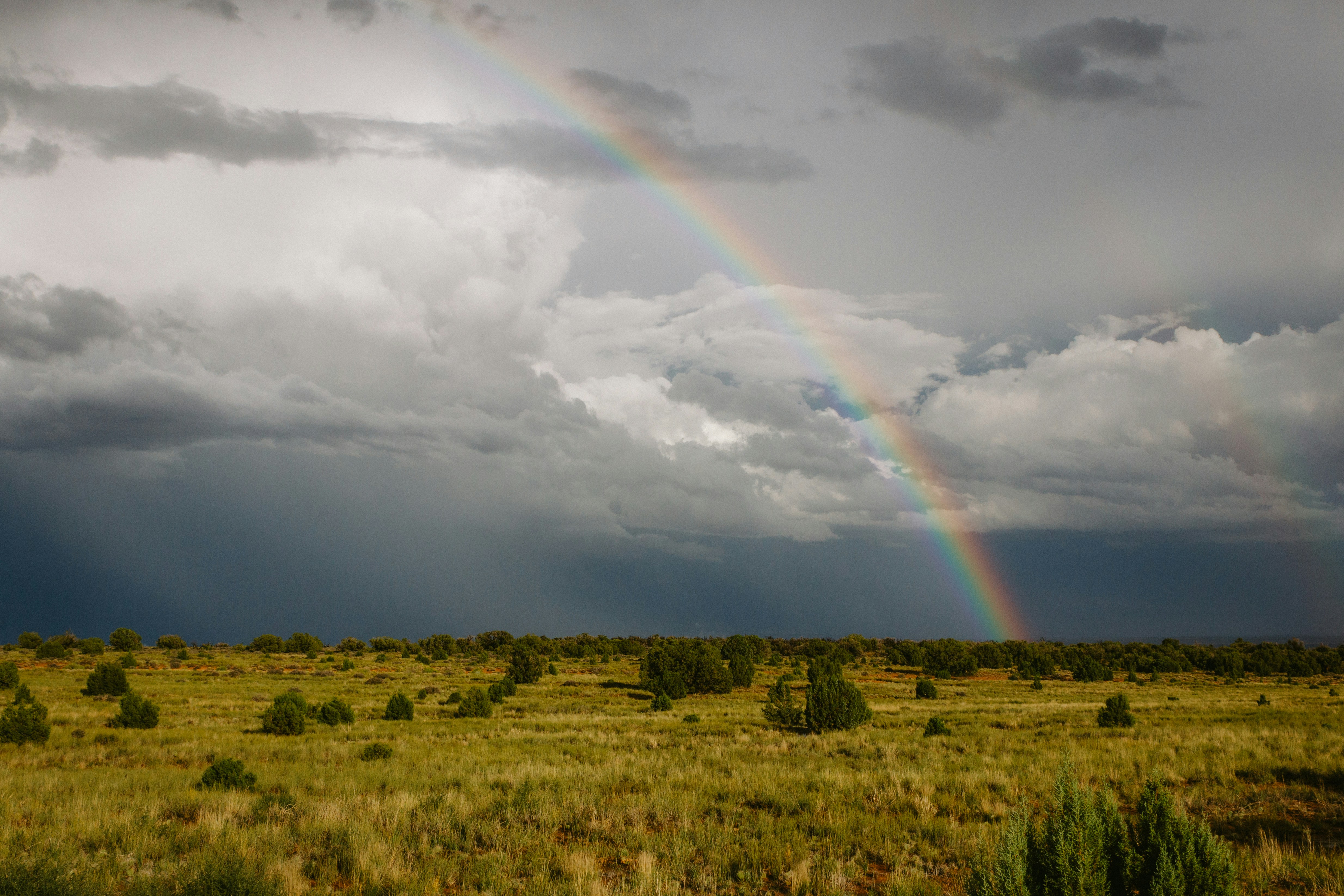 The End of the Rainbow Across a Wind-Swept Prairie