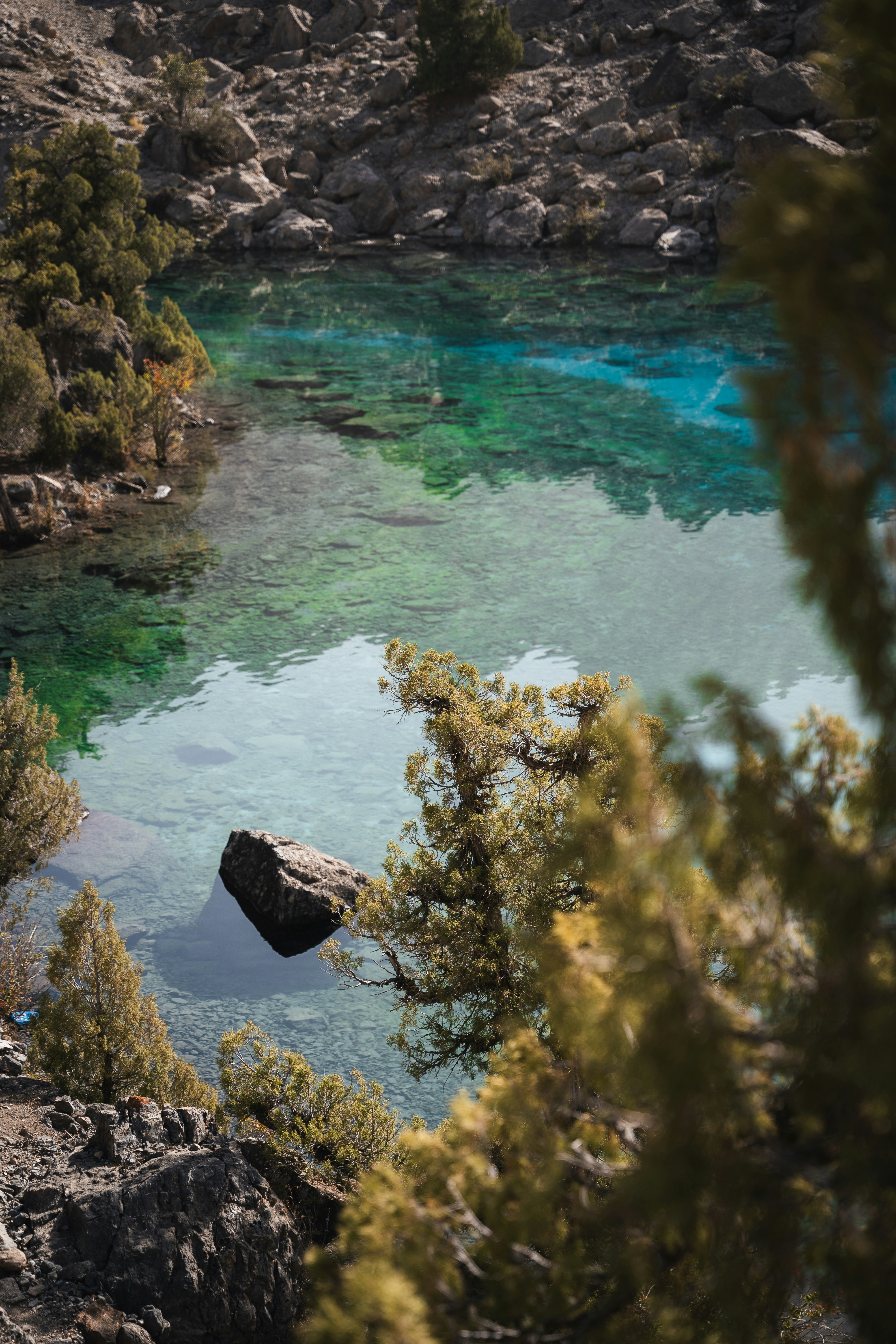 A body of water surrounded by trees and rocks photo – Free Fann ...
