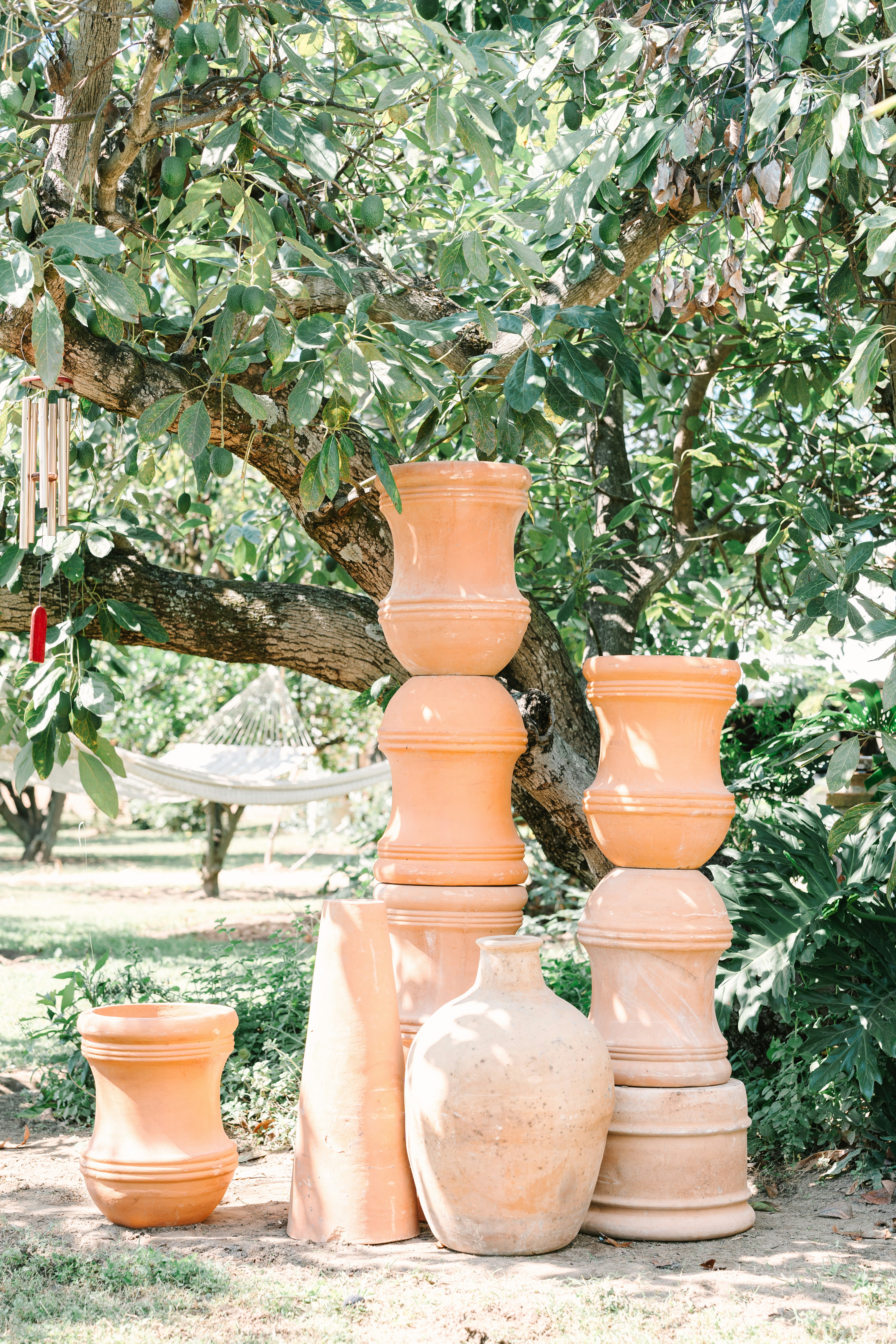 Terracotta Towers Beneath a Leafy Canopy