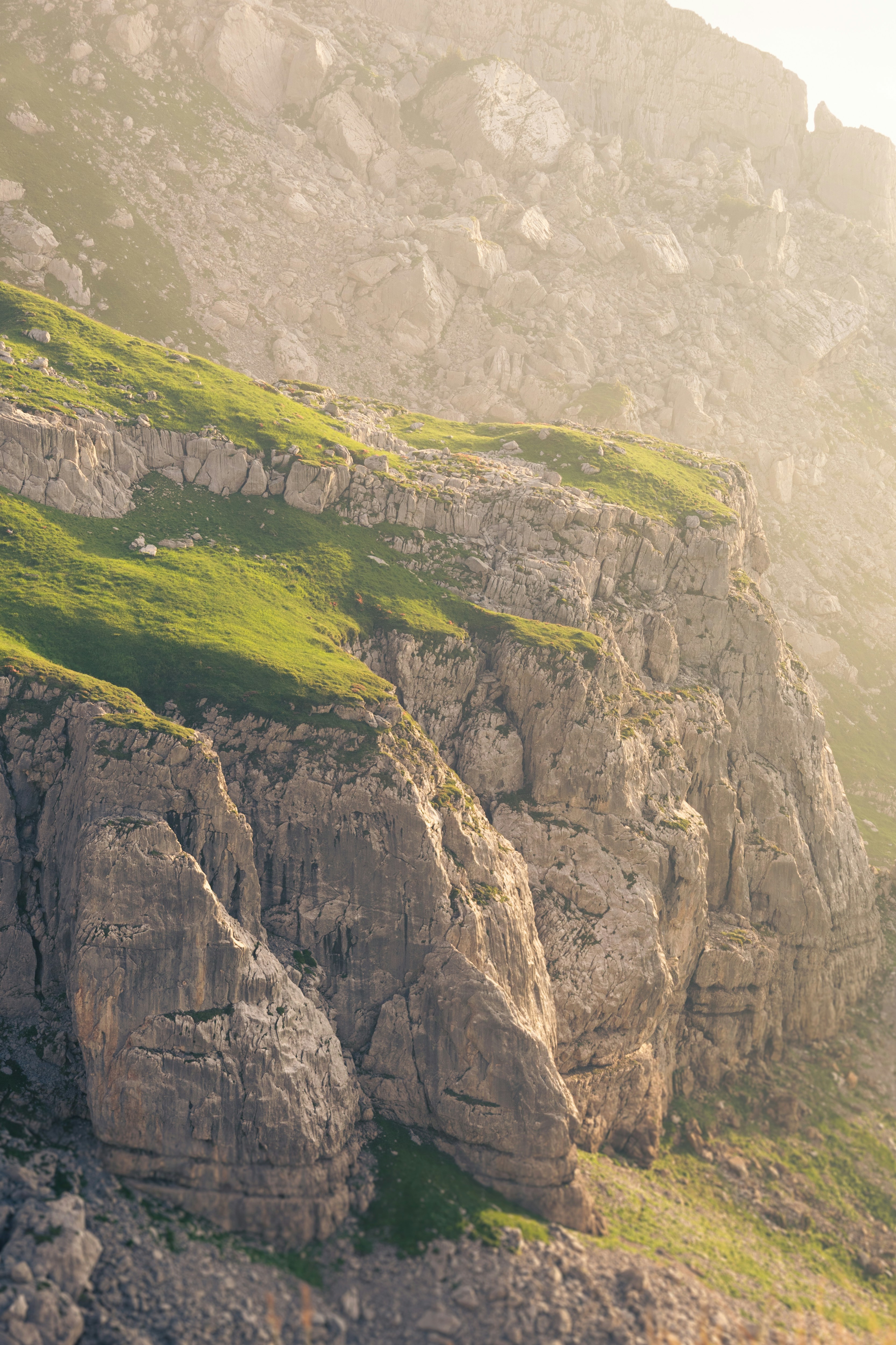 A rocky cliff with grass growing on it photo – Free Summer Image on ...