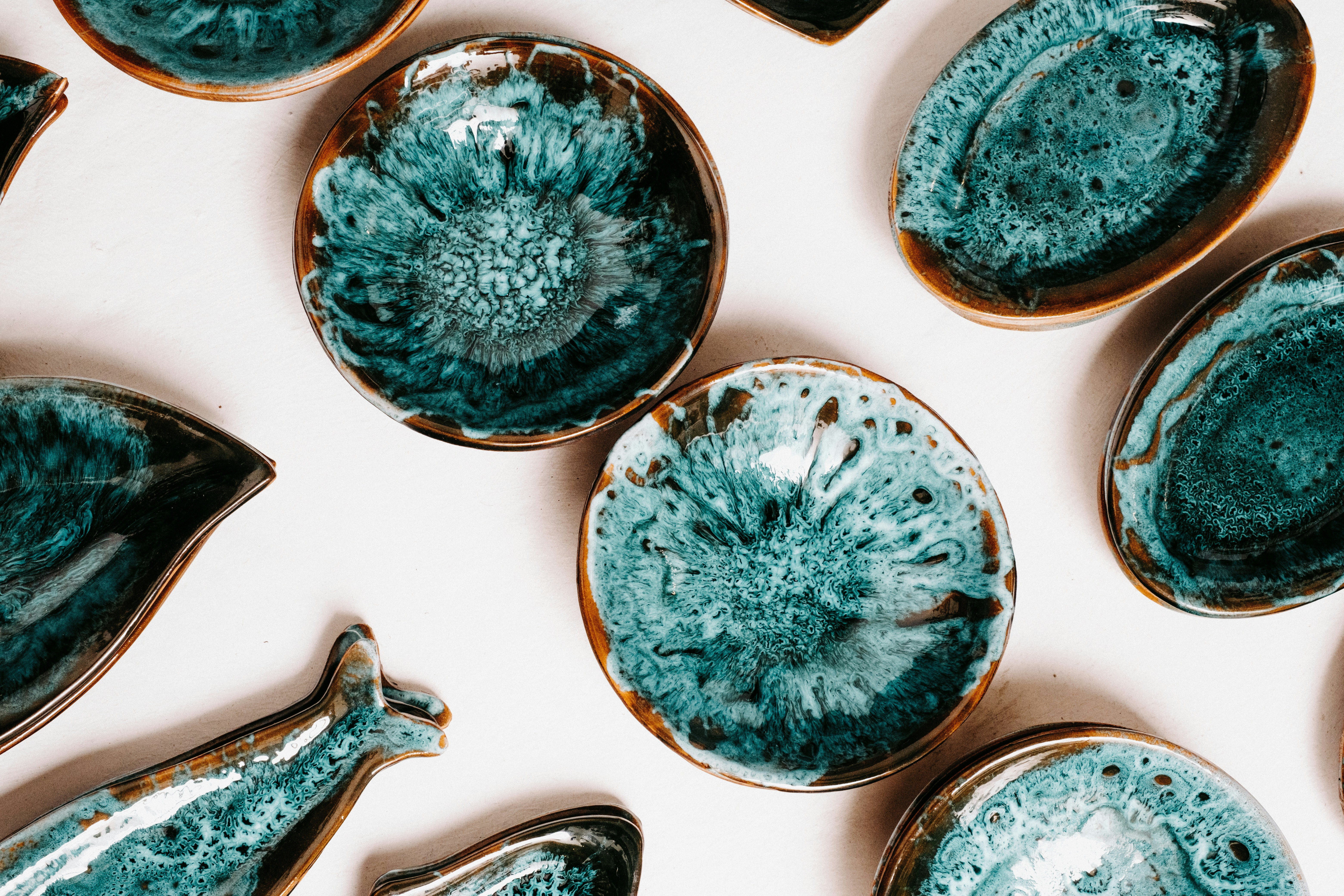 Turquoise Ceramic Orbs: A Top-Down Tale of Glaze and Light
