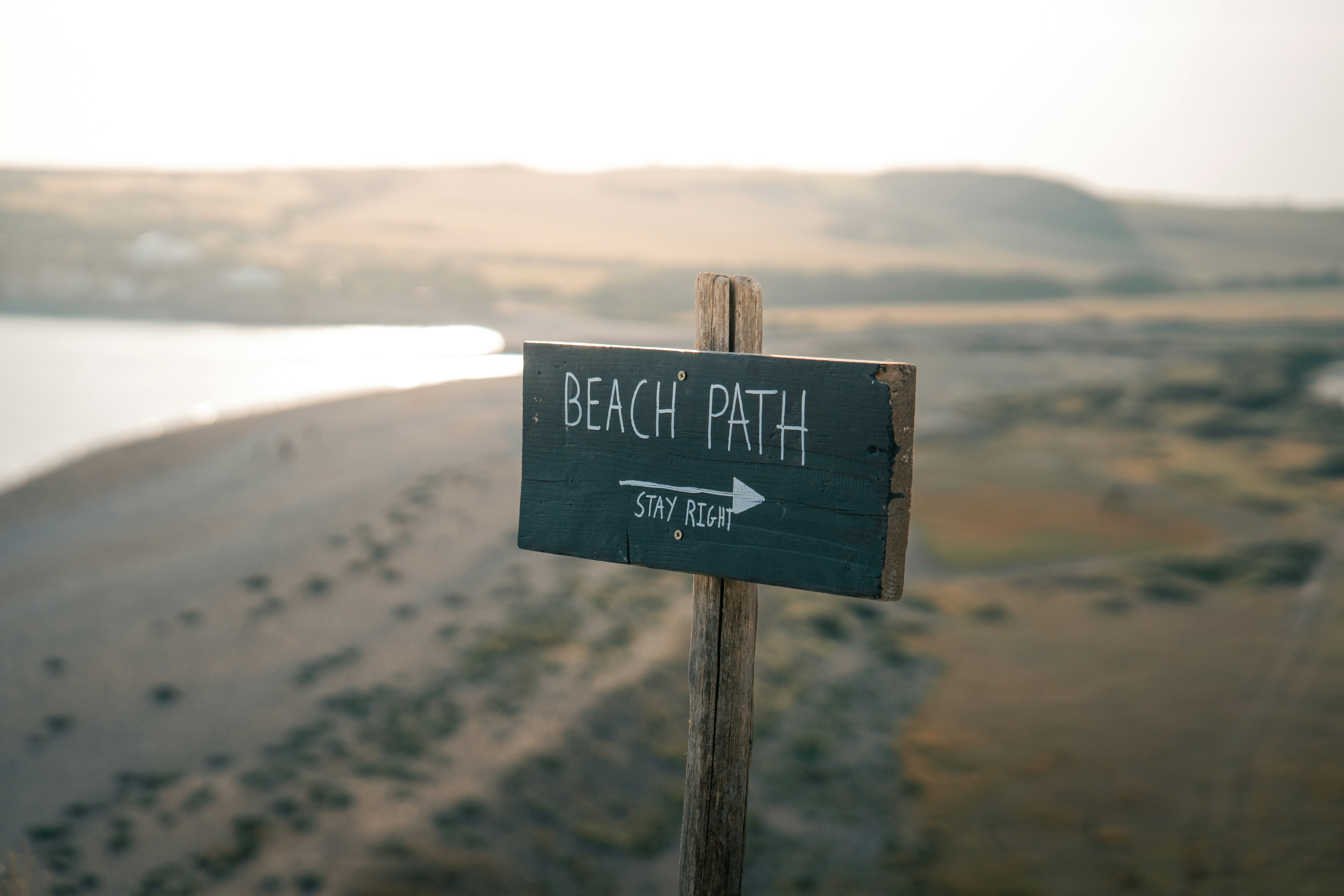 A beach path sign pointing to the beach photo – Free White cliffs of ...