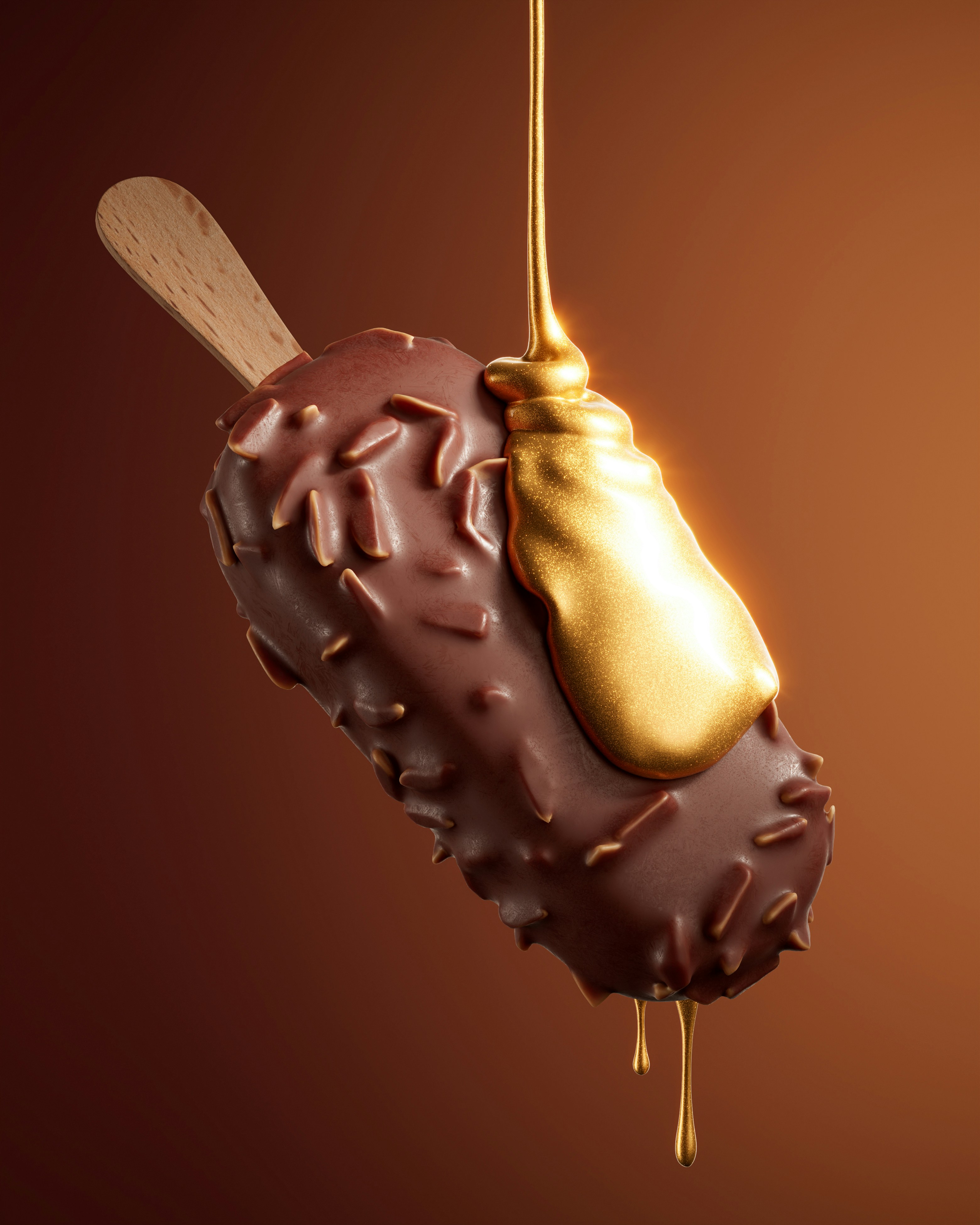 A chocolate covered donut hanging from a string photo – Free Digital ...