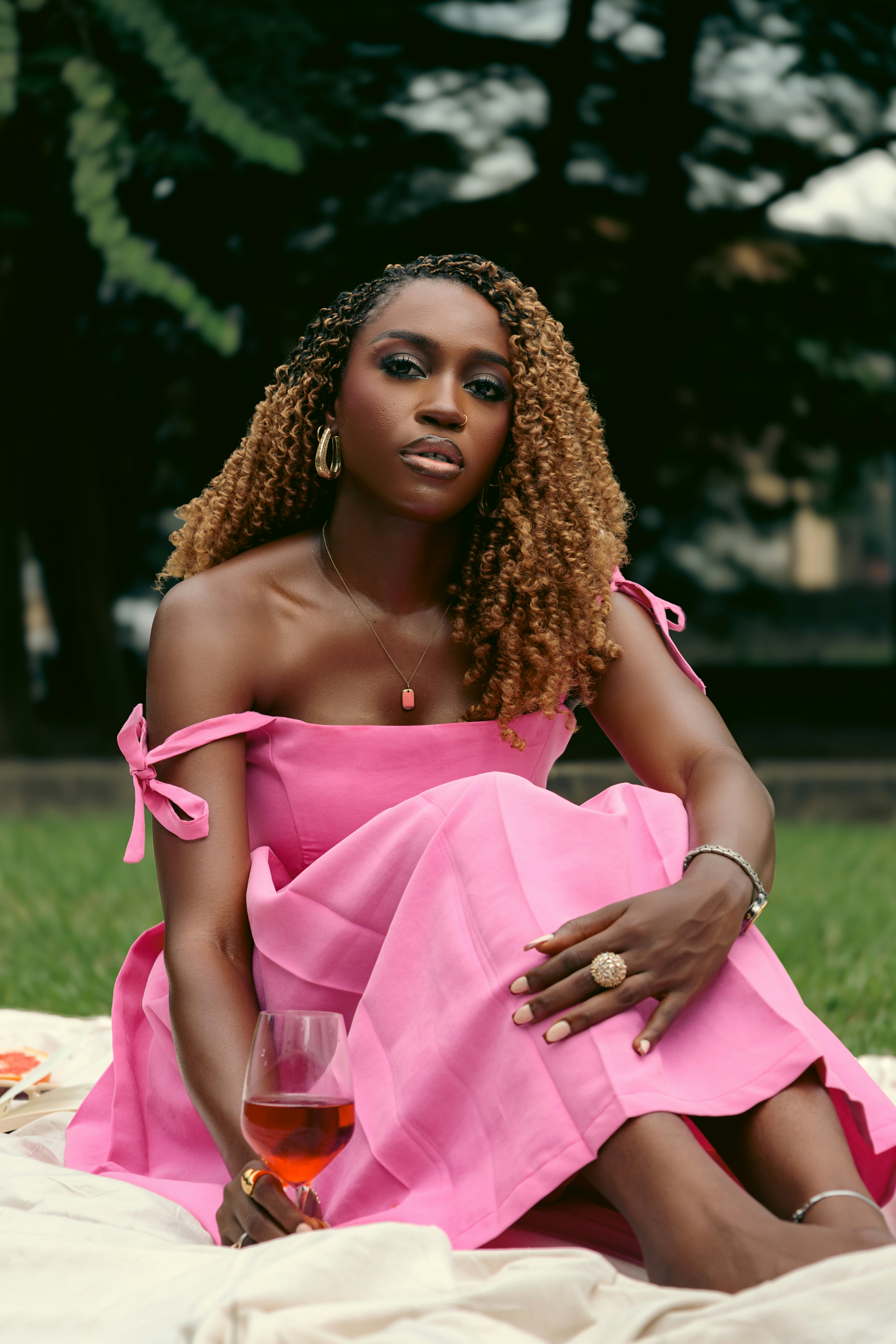 Pink Dress, Quiet Confidence: A Parkside Moment in Soft Light