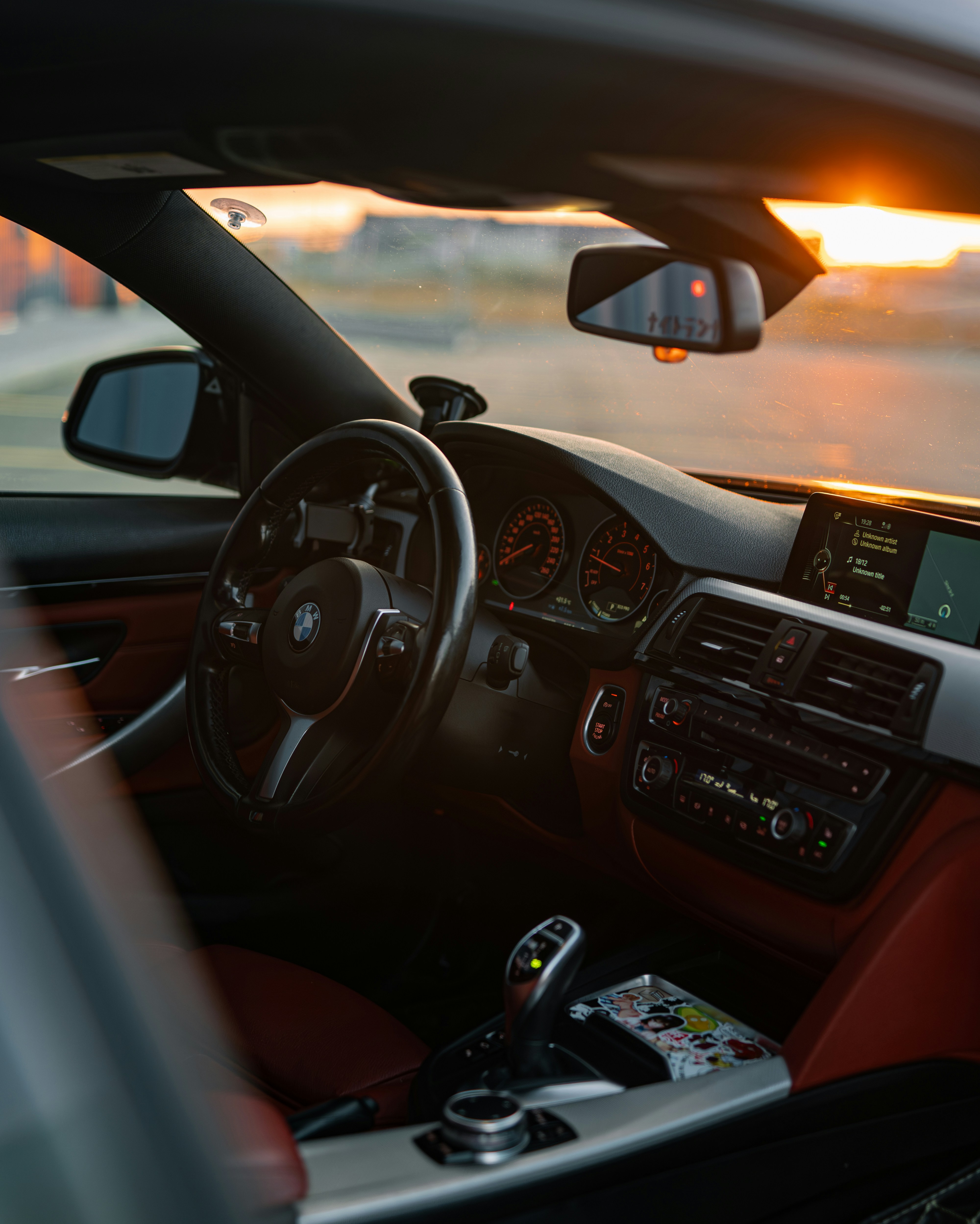 Sunset Glow in a BMW Cockpit