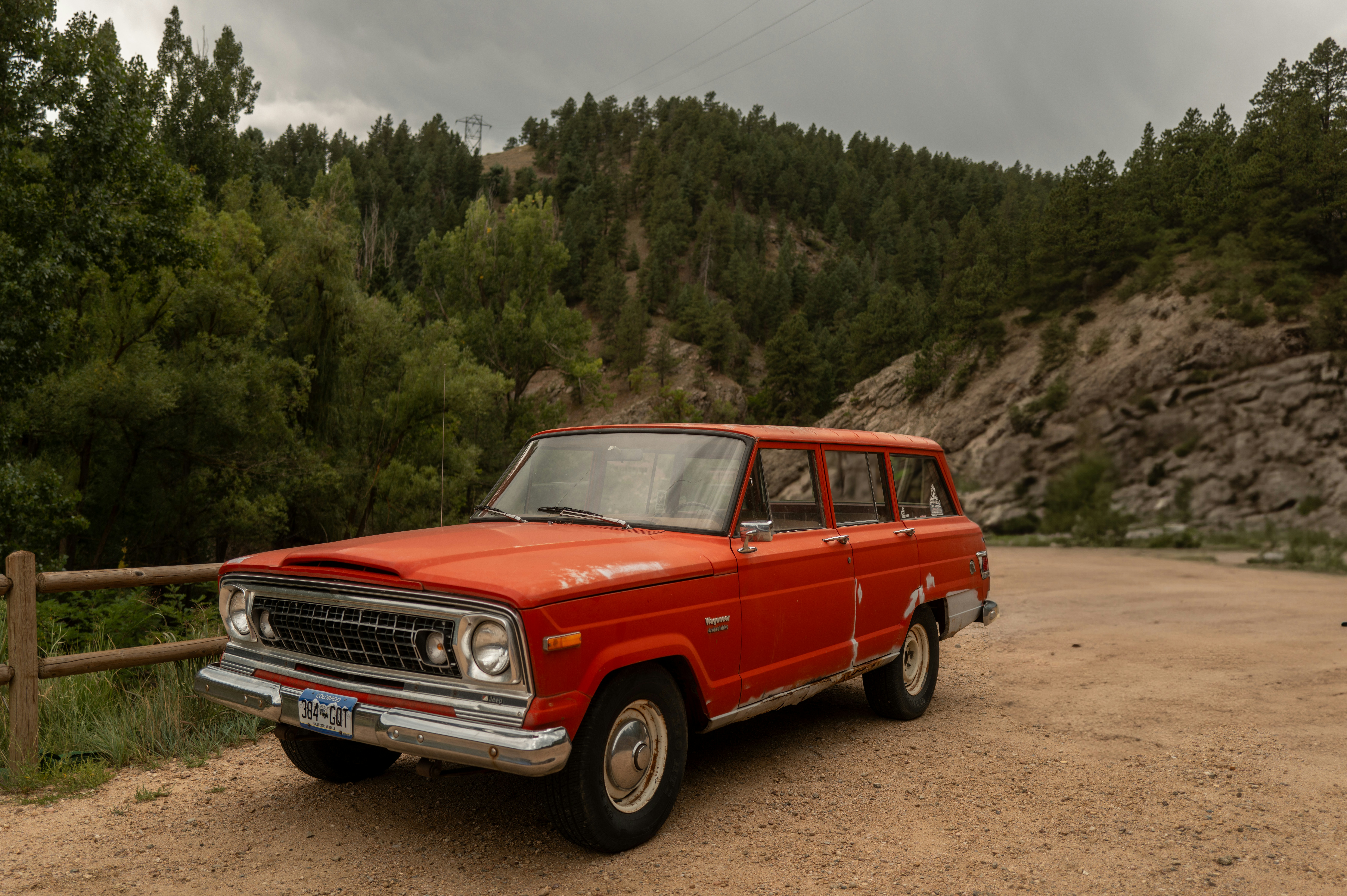 A red station wagon parked on a dirt road photo – Free Automobile Image ...