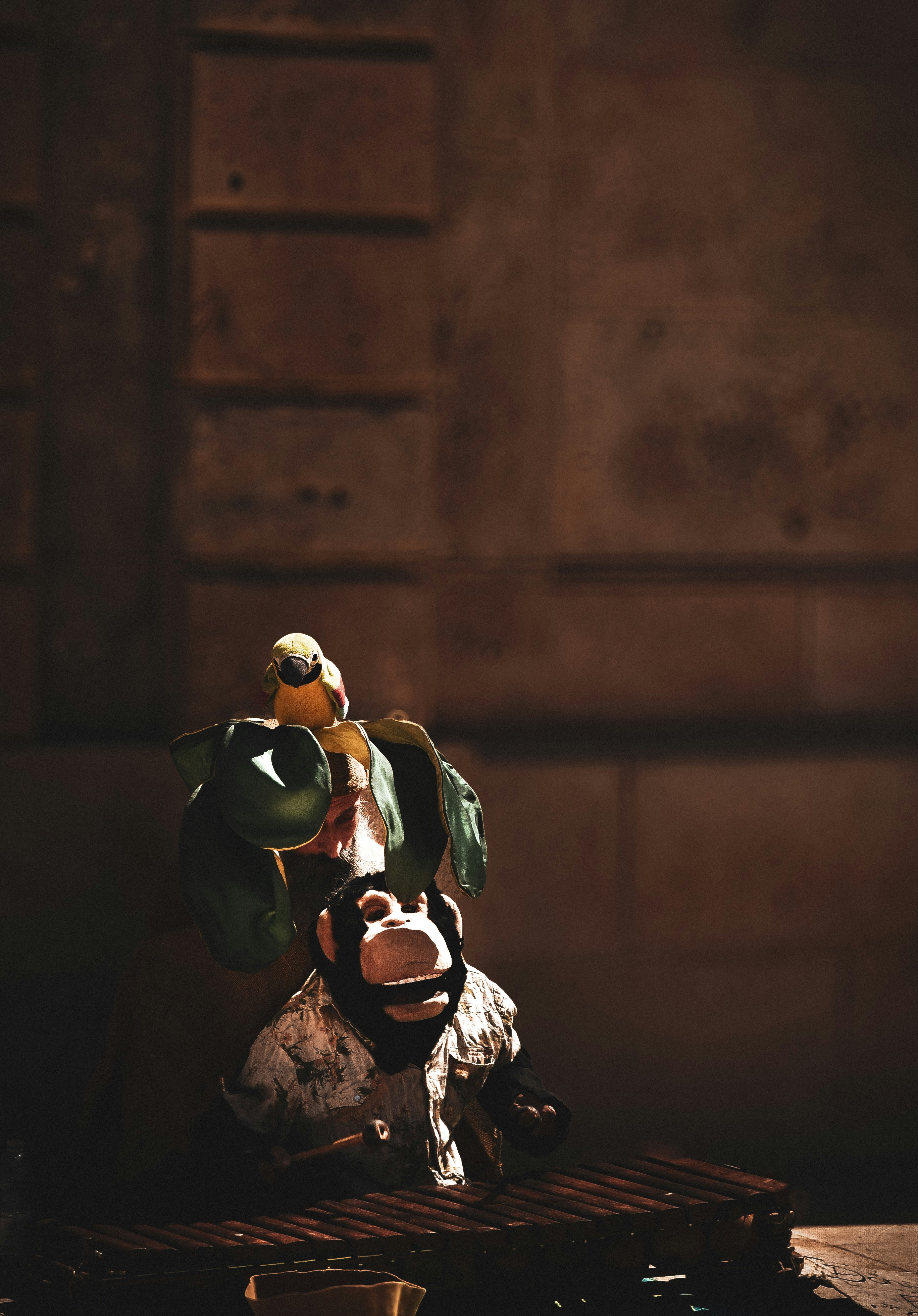 Leaf-Crowned Marionette under a Single Spotlight