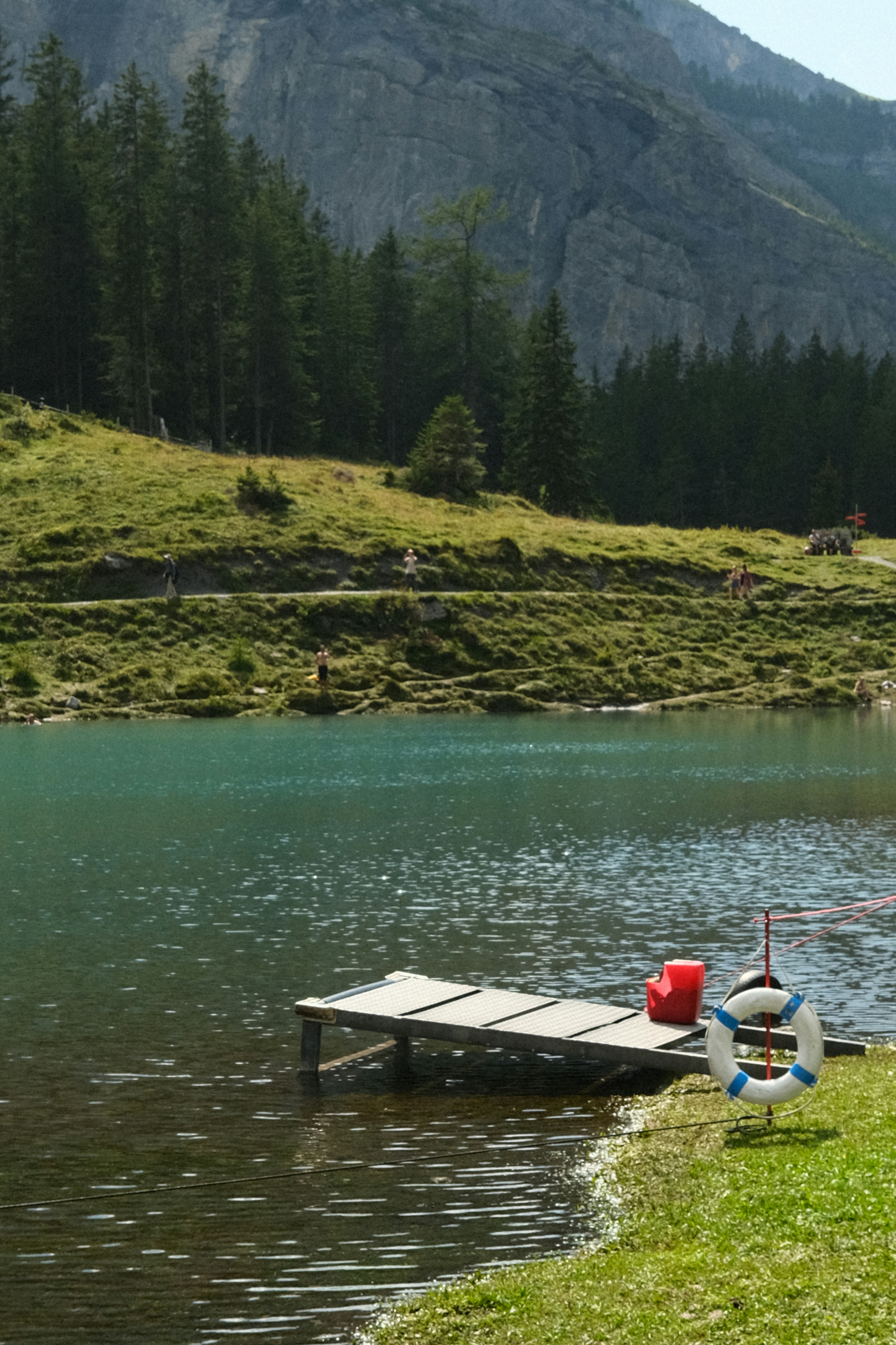 Lifebuoy at the Edge of a Mountain Lake