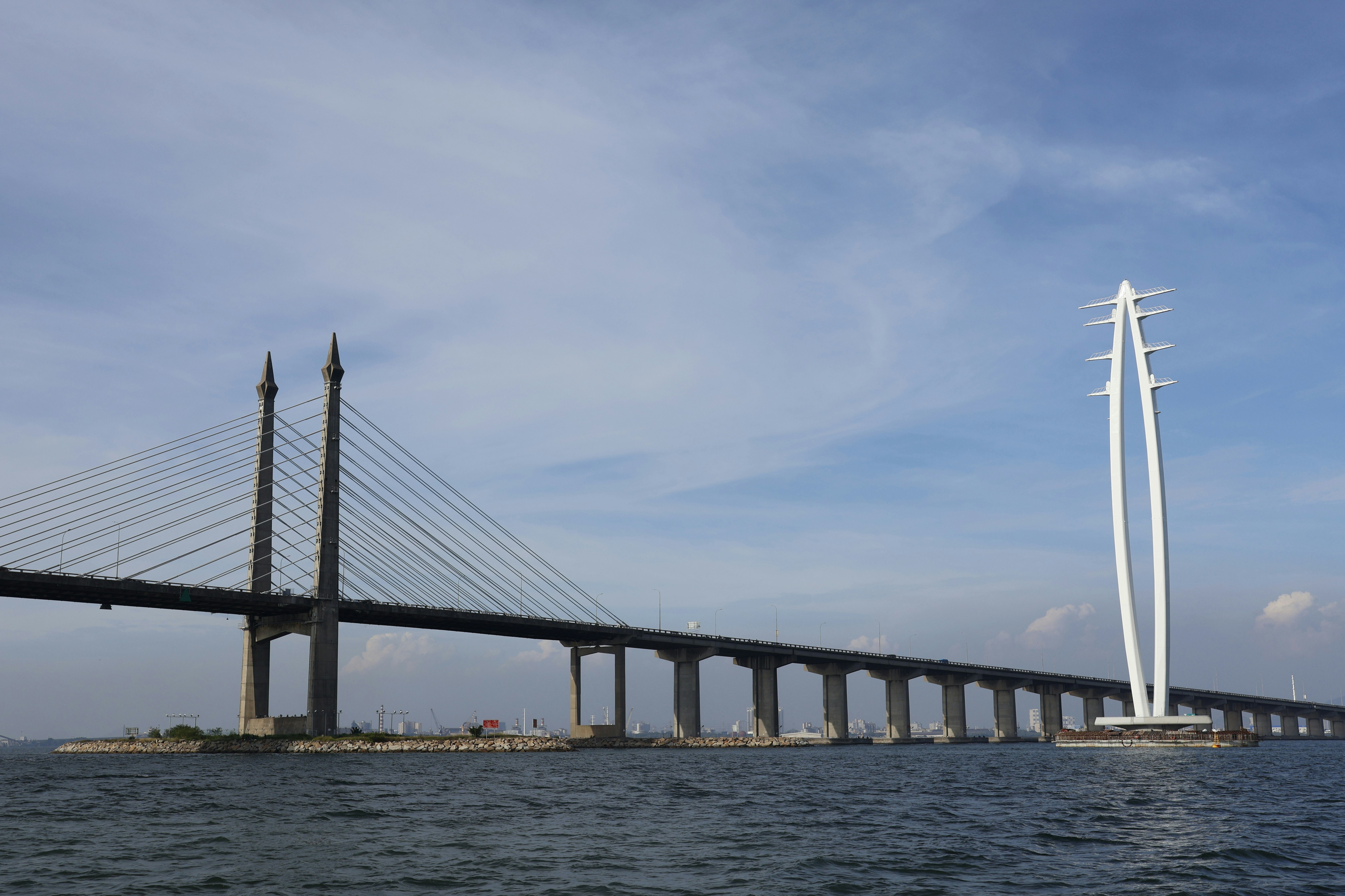 A large bridge spanning over a large body of water photo – Free Penang ...