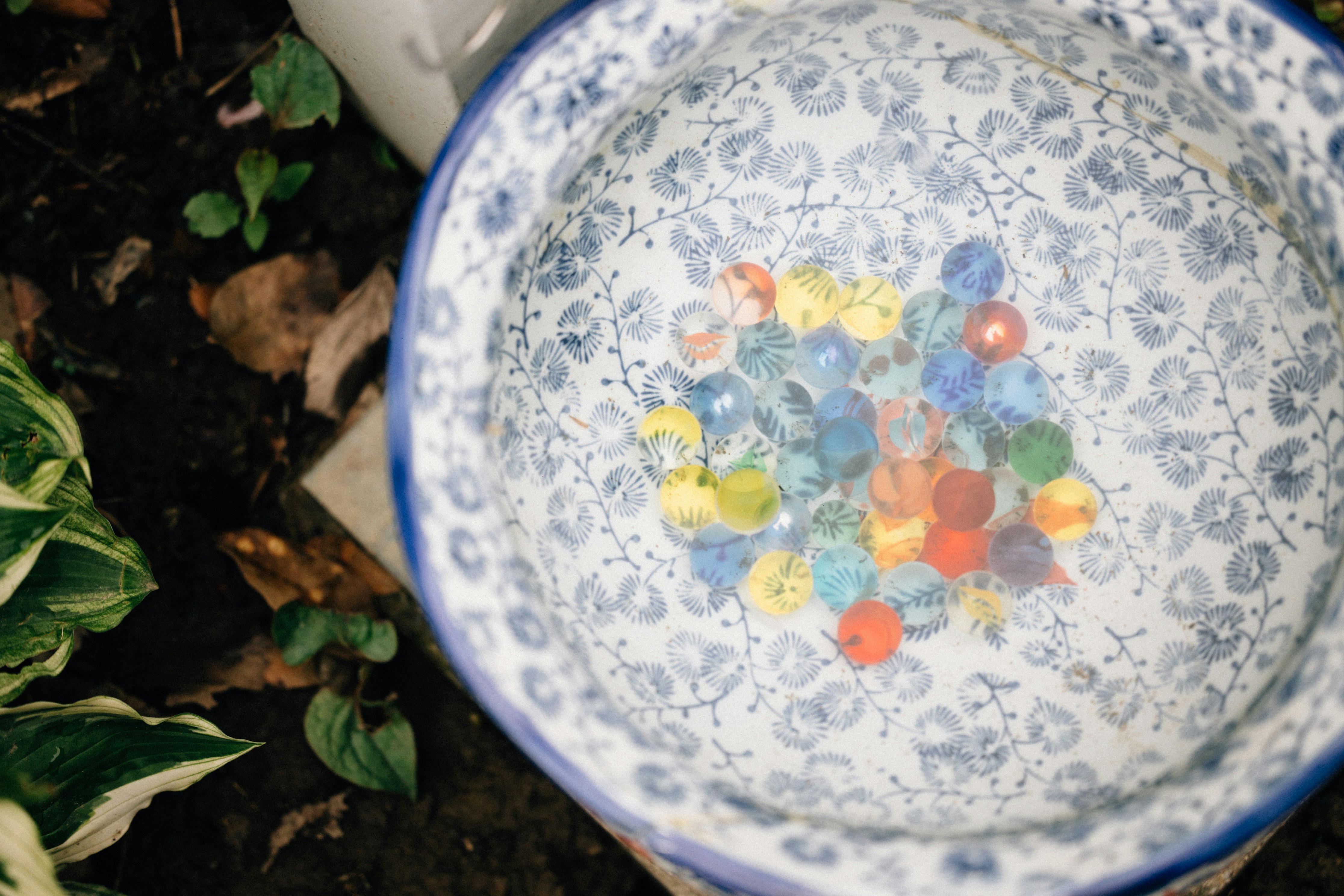 A blue and white bowl with gummy bears in it photo – Free Marbles Image ...