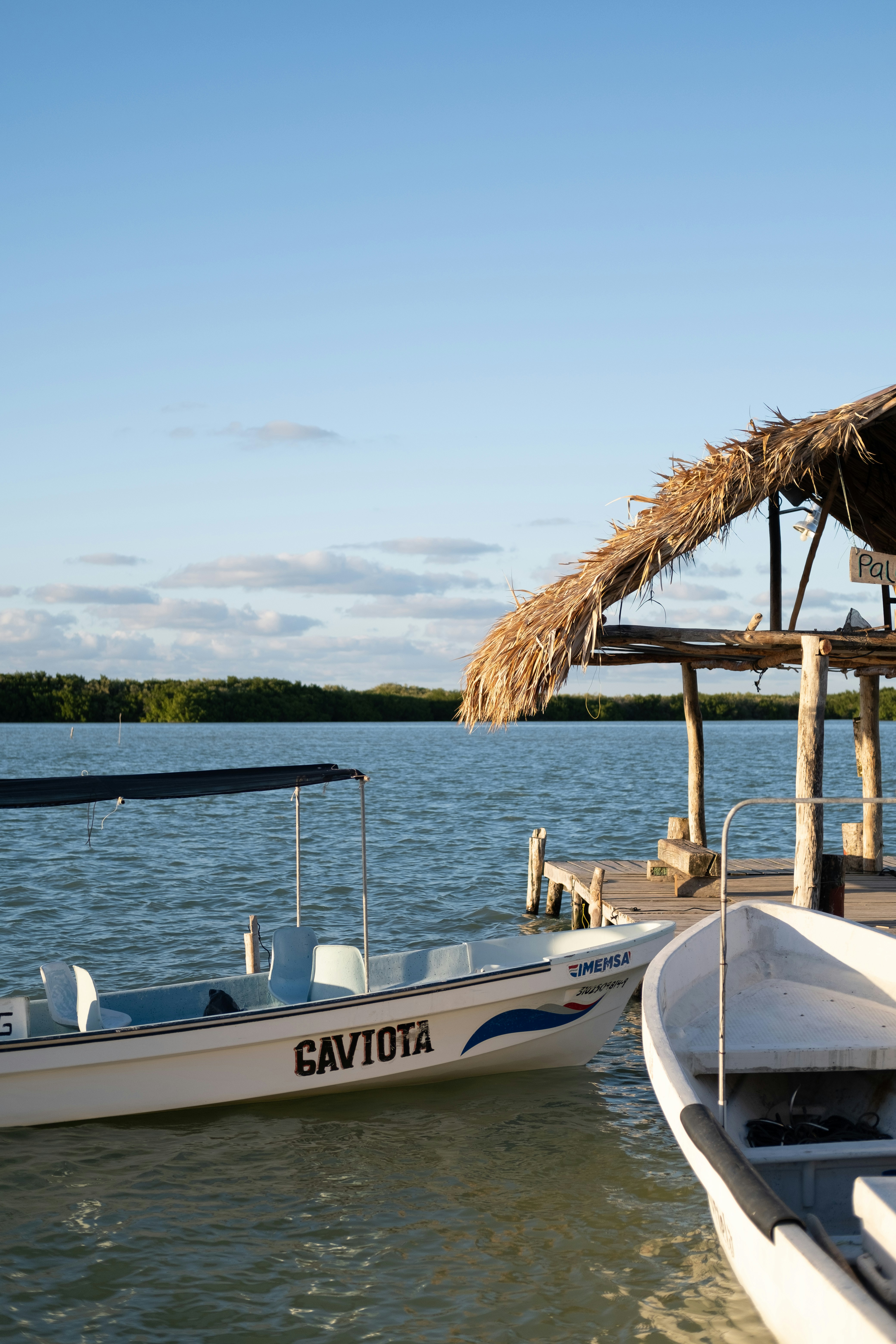 Gaviota's Quiet Dock: Morning Boats Rest along a Thatched Pier