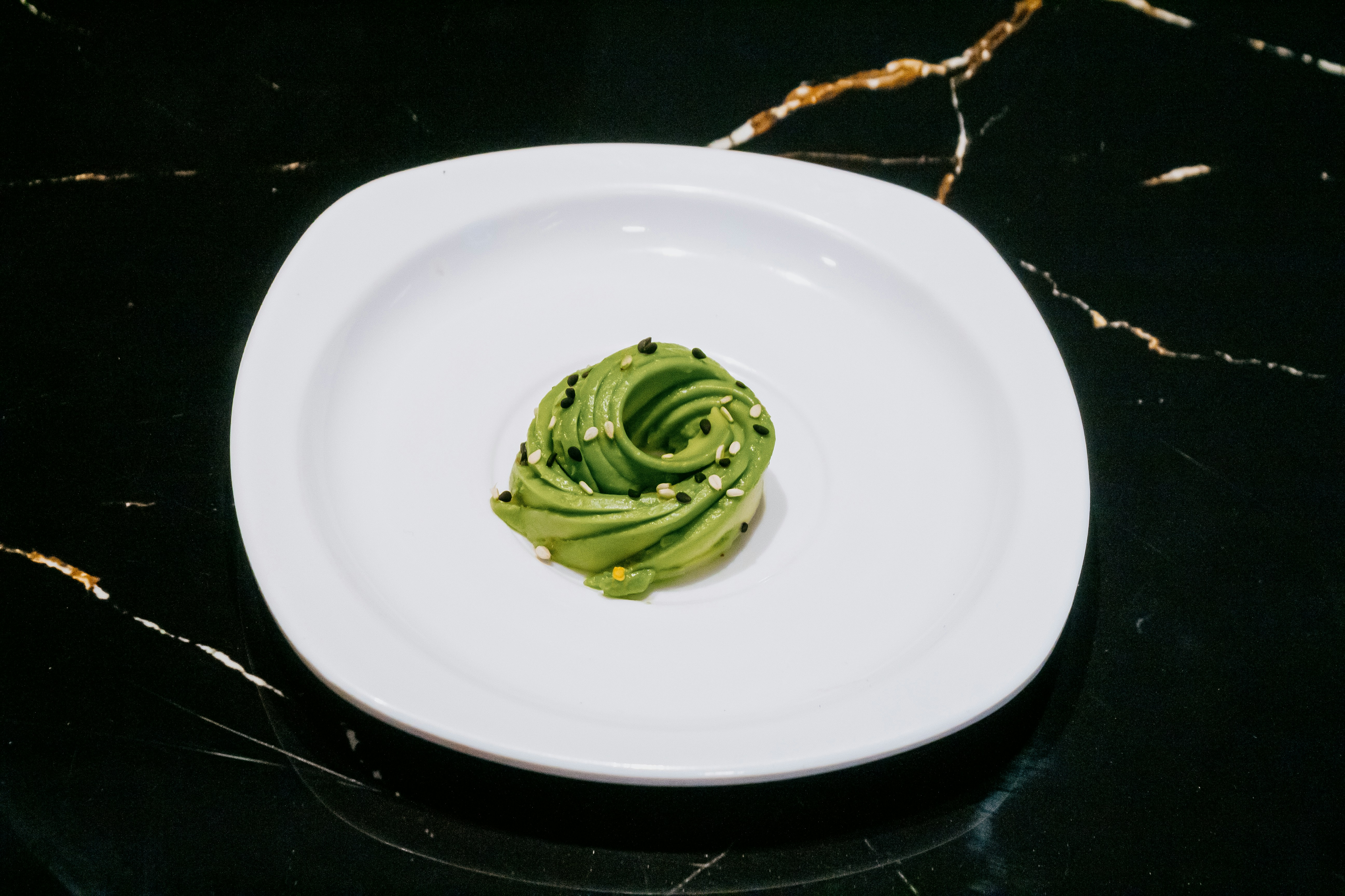 Verdant Rosette on Marble Plate