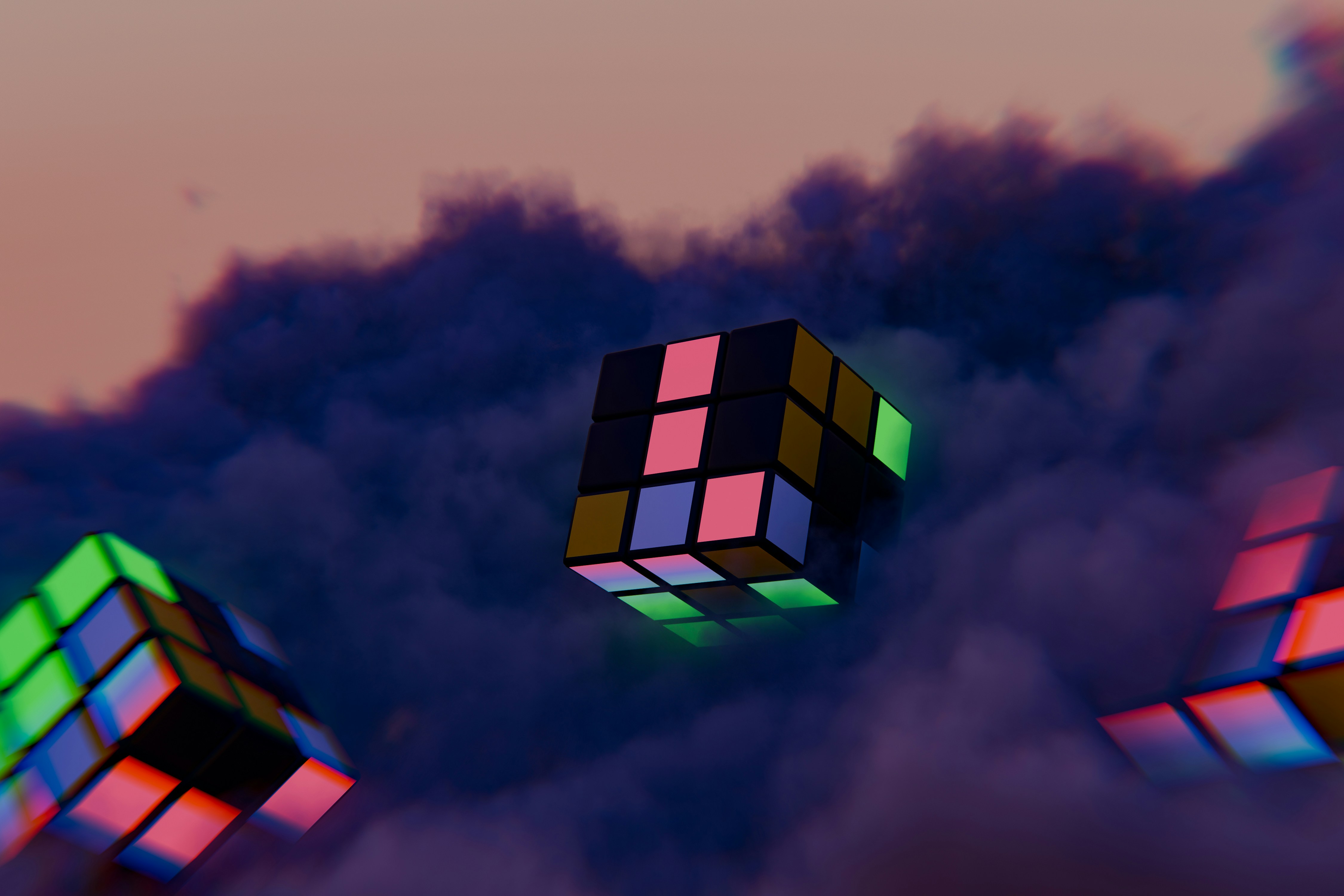 A group of cubes floating in the air photo – Free Retro Image on Unsplash