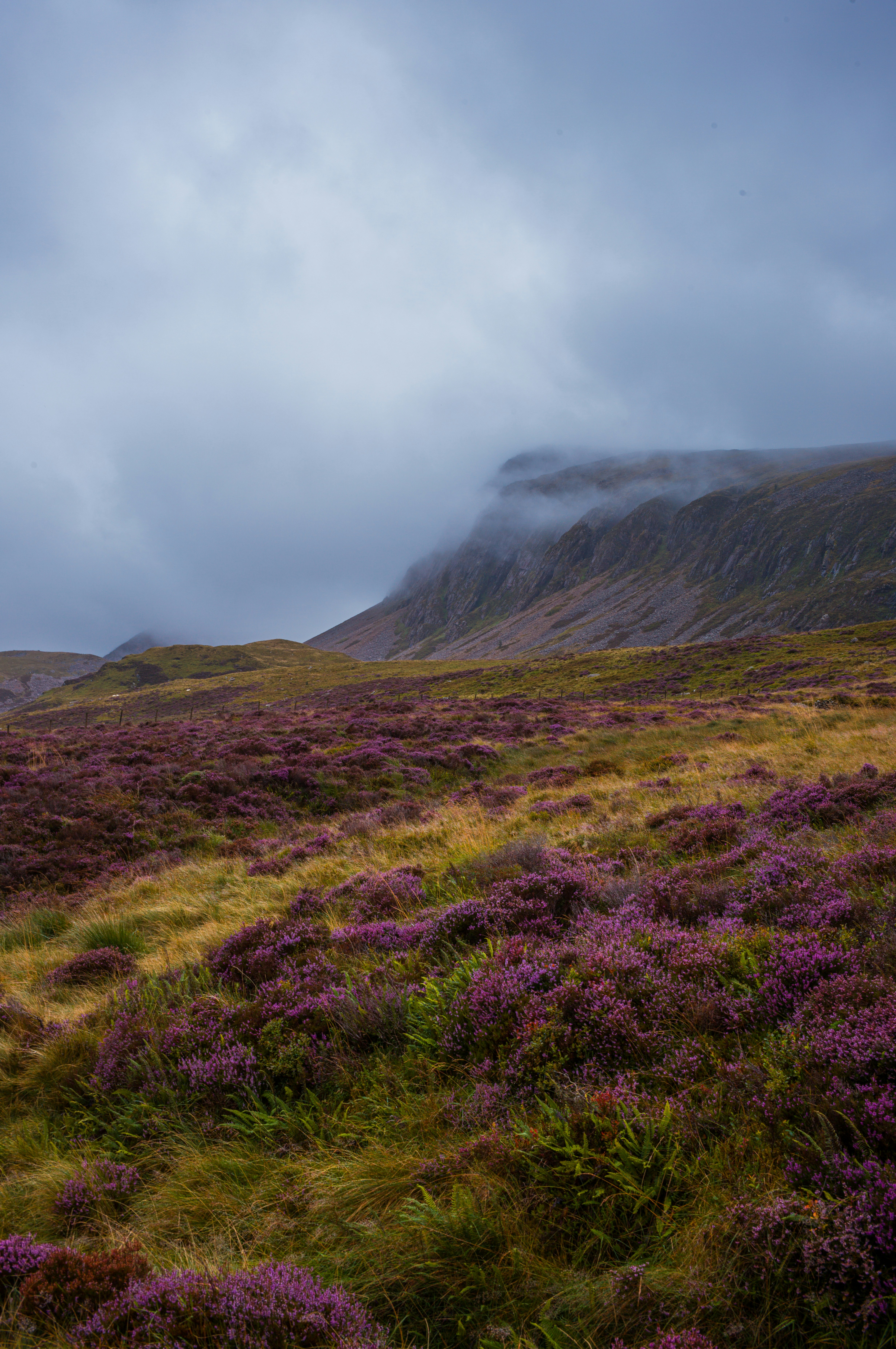 Misty mountain view in Snowdonia.