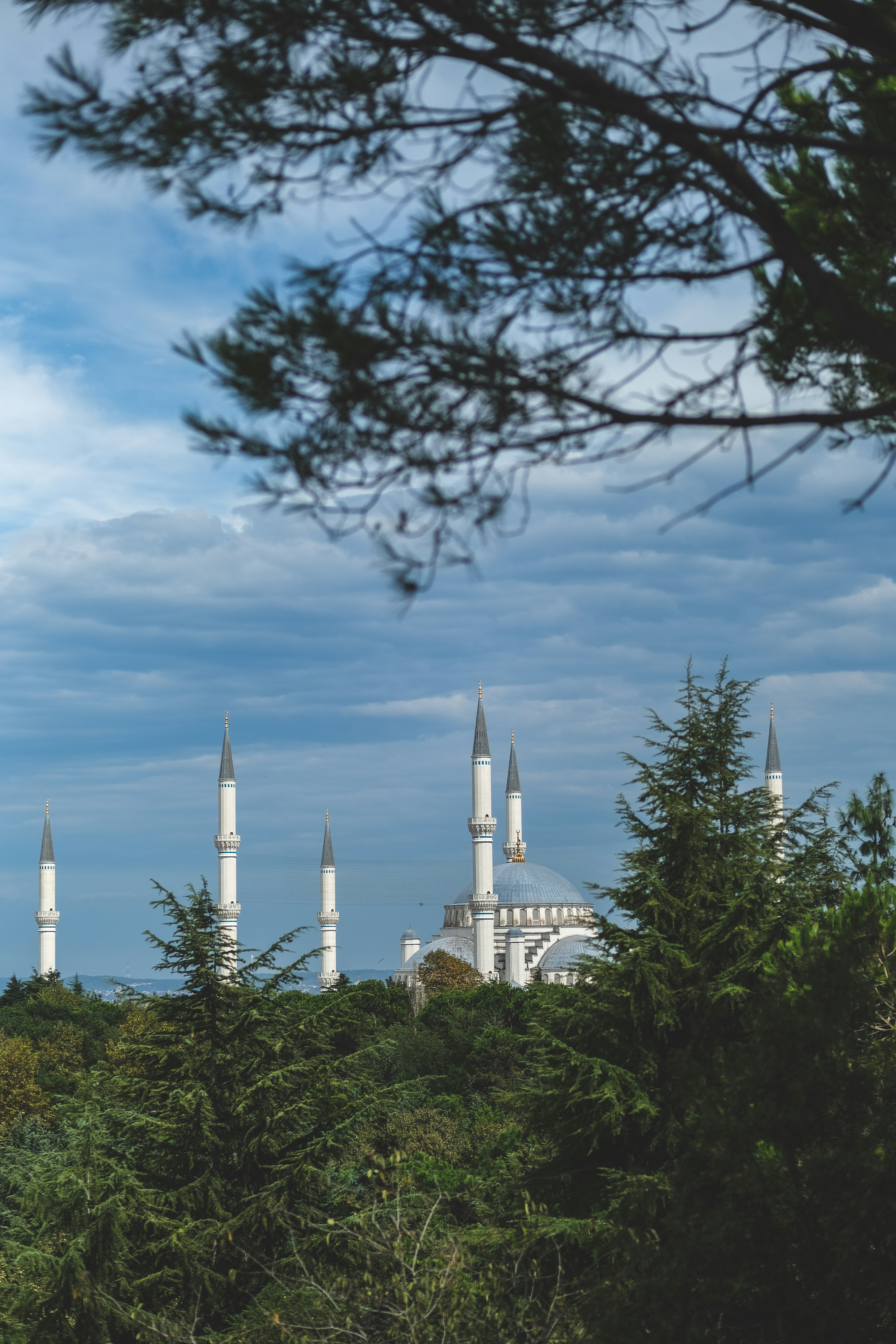 A view of a large white building from a distance photo – Free Tree ...