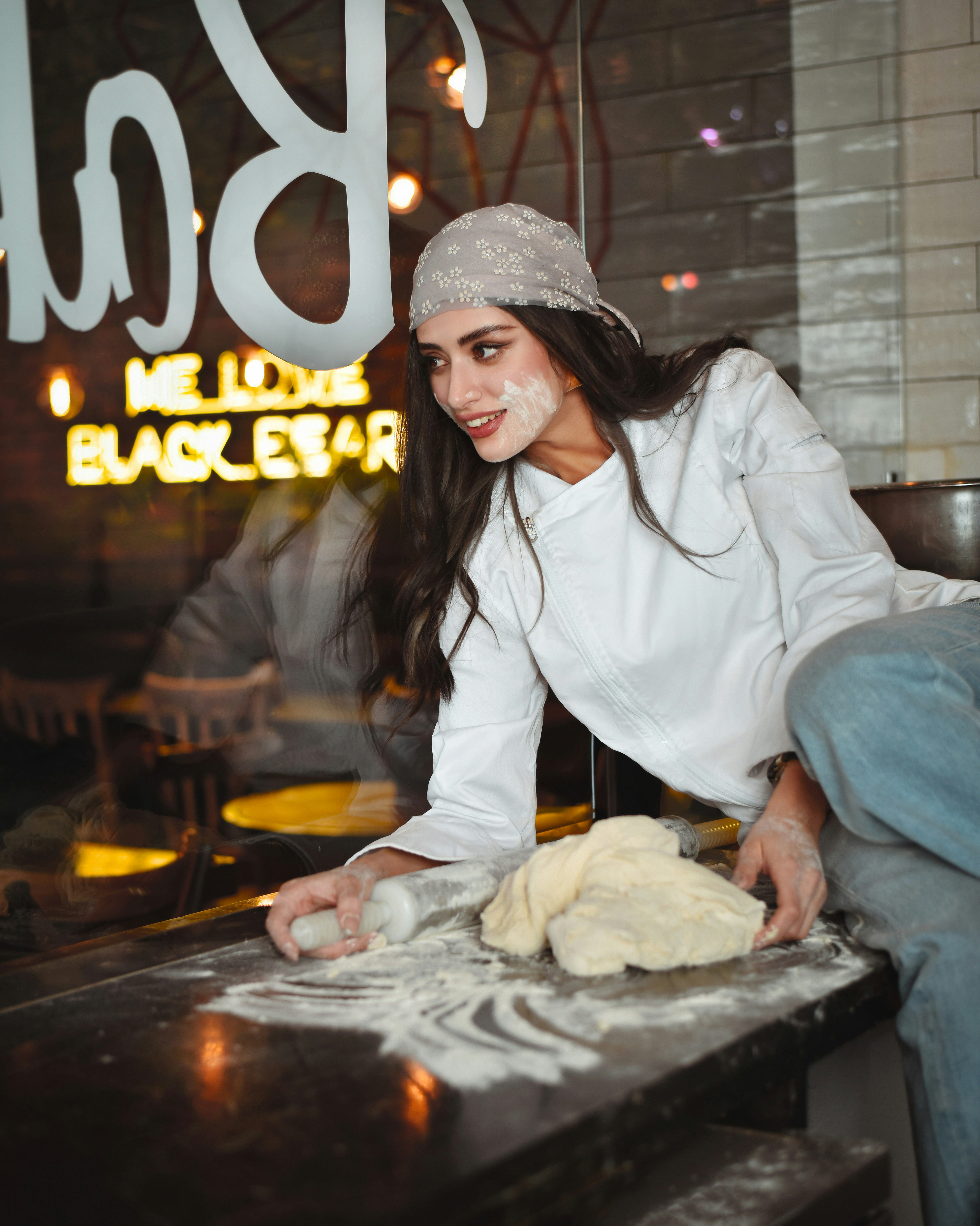 Dough in Motion: A Moment of Playful Craft in Neon Glow