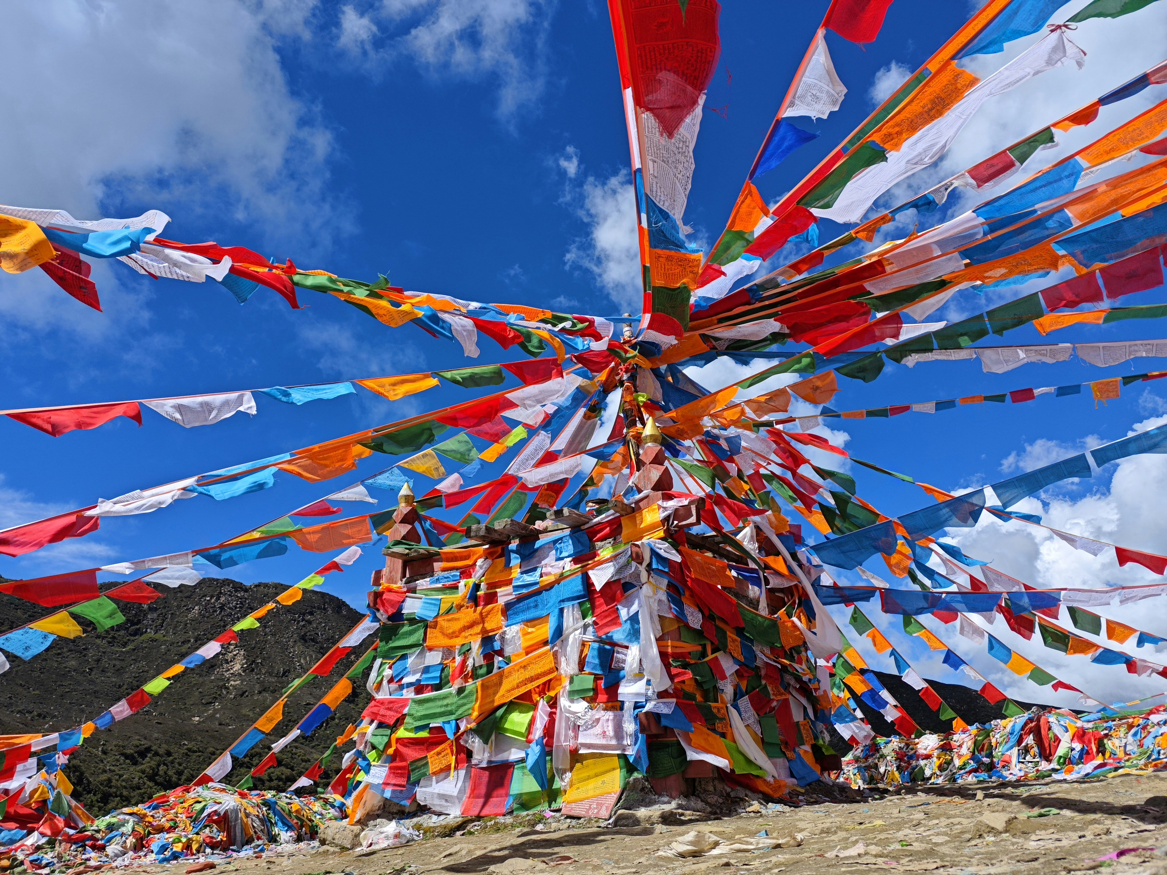 A bunch of flags are flying in the air photo – Free Blue sky Image on ...